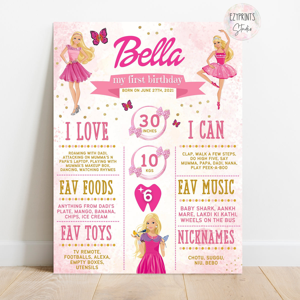 Barbie theme Birthday Chalkboard Poster – Ezyprints Studio