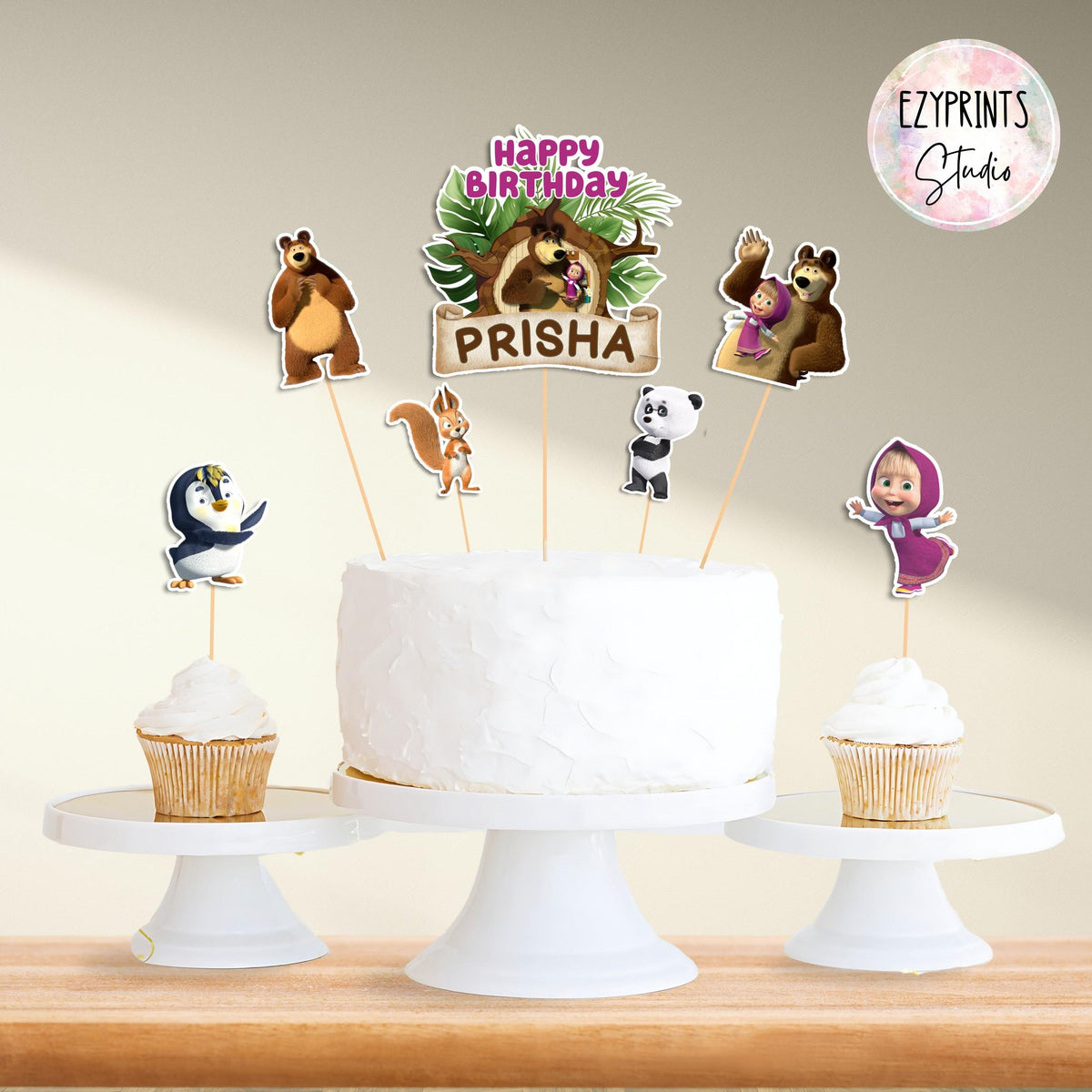 Cake Toppers | Masha and the Bear Theme – Ezyprints Studio