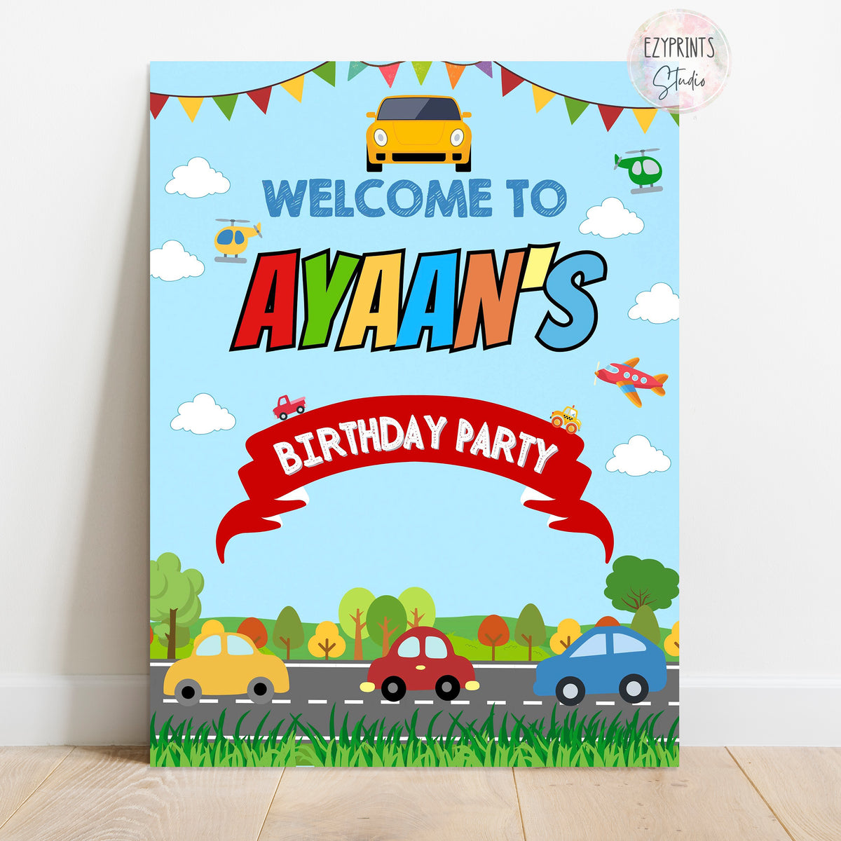 Cars Theme Birthday Party Welcome Board – Ezyprints Studio