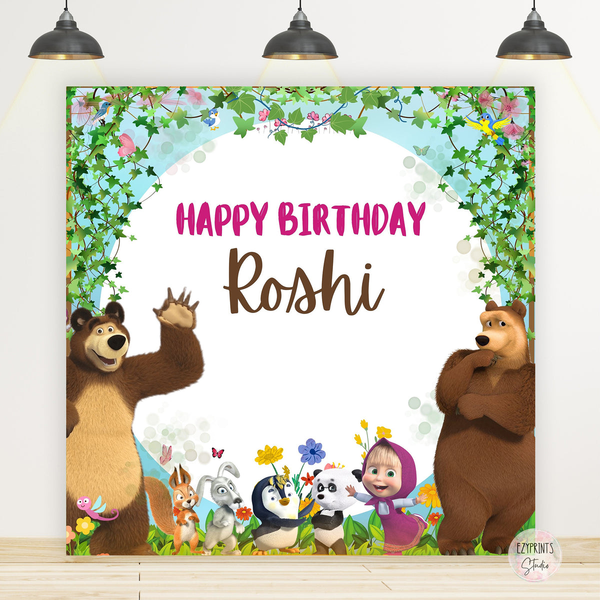 Masha and the Bear Theme Birthday Backdrop – Ezyprints Studio
