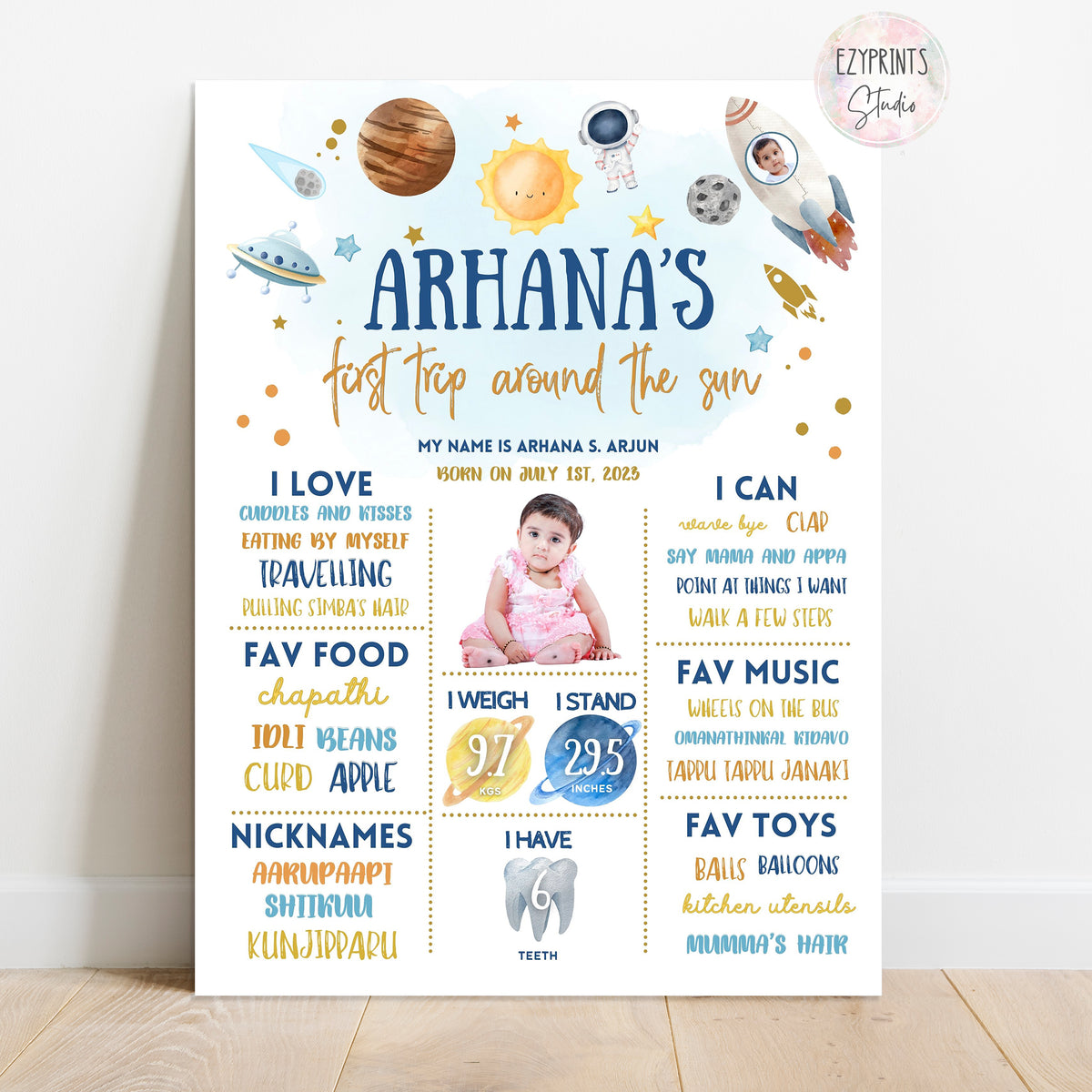 Space Birthday Chalkboard Poster | First Trip around the Sun ...