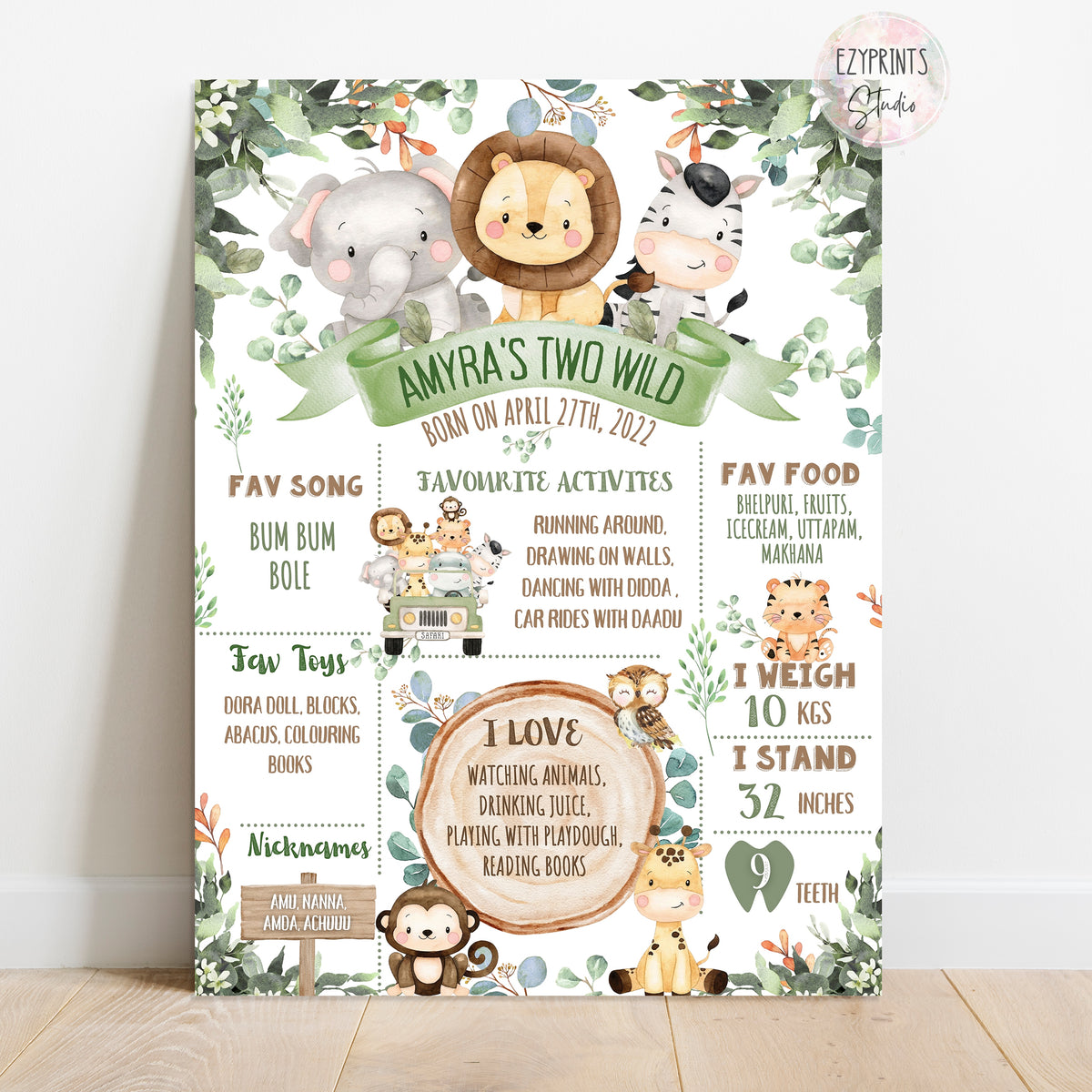 Two Wild Birthday Milestone Chalkboard – Ezyprints Studio