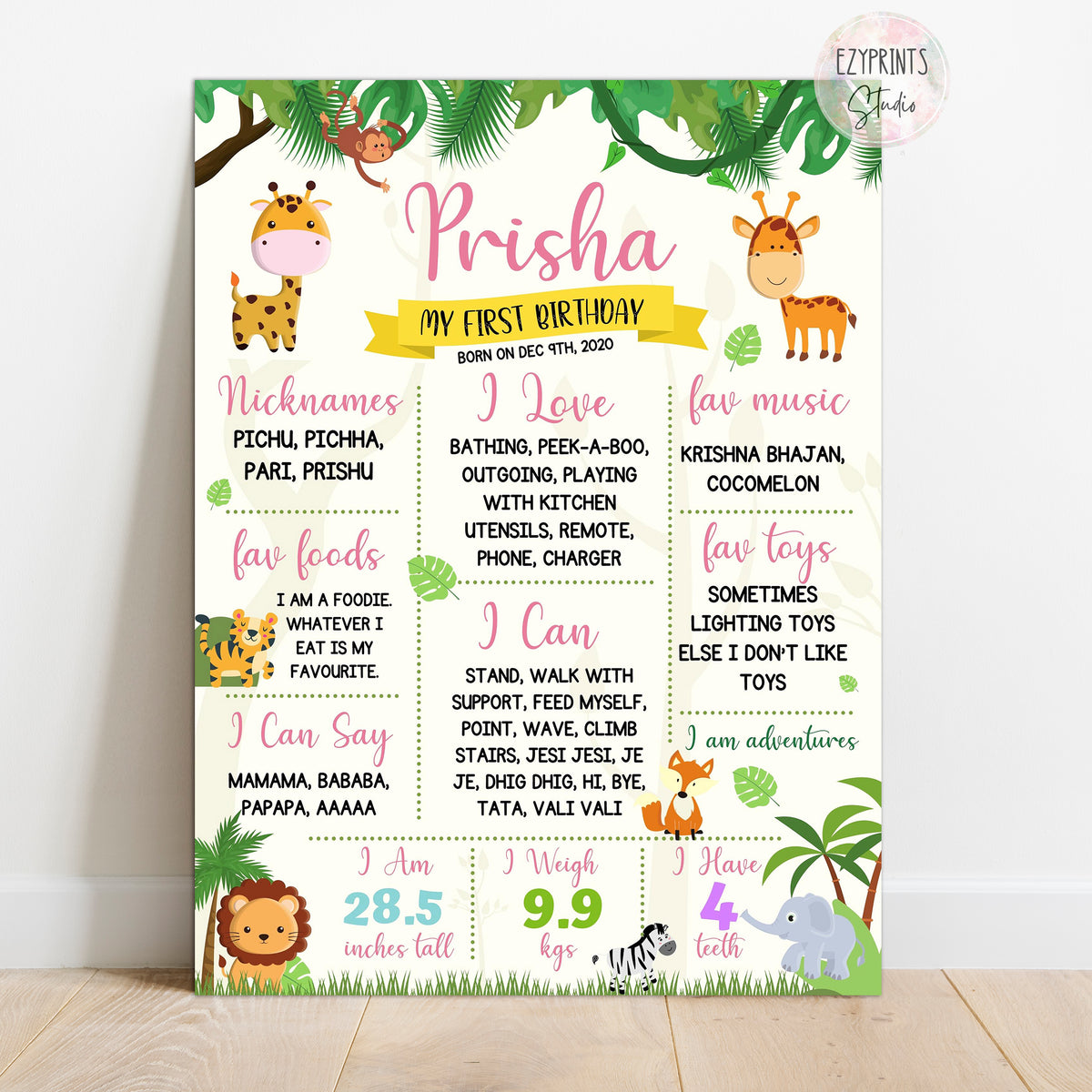 Birthday Chalkboard Poster | Wild Jungle theme – Ezyprints Studio