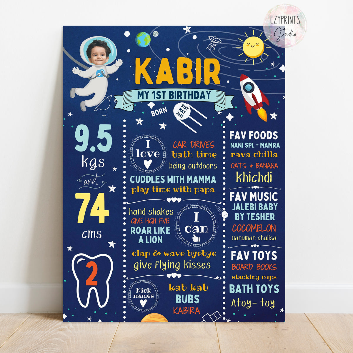 Space Astronaut theme Birthday Chalkboard Poster – Ezyprints Studio