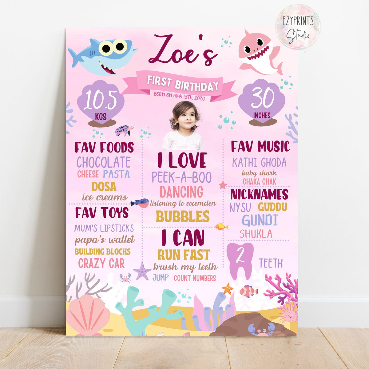 Birthday Chalkboard Poster | Baby Shark – Ezyprints Studio