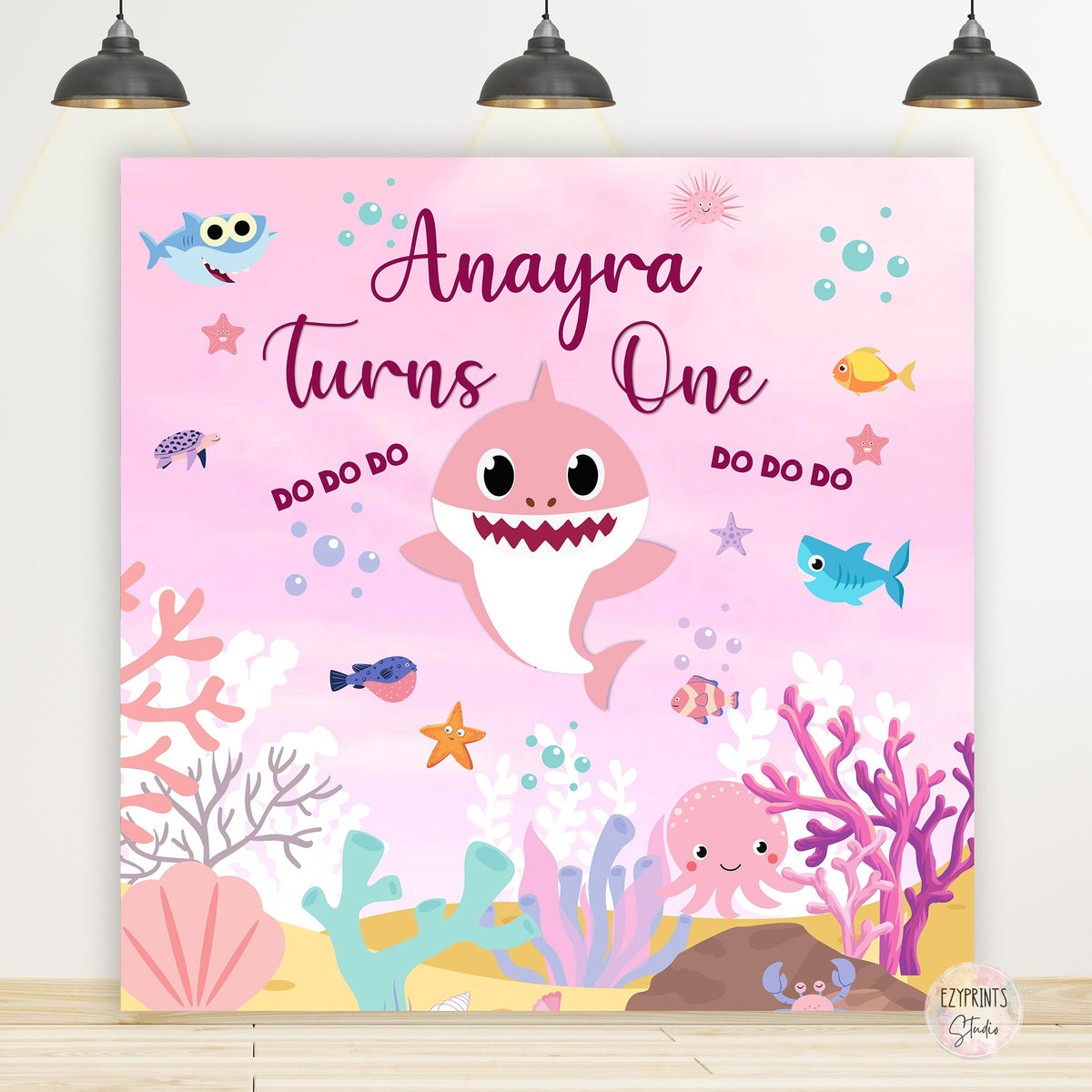 Baby Shark Pink Birthday Backdrop – Ezyprints Studio