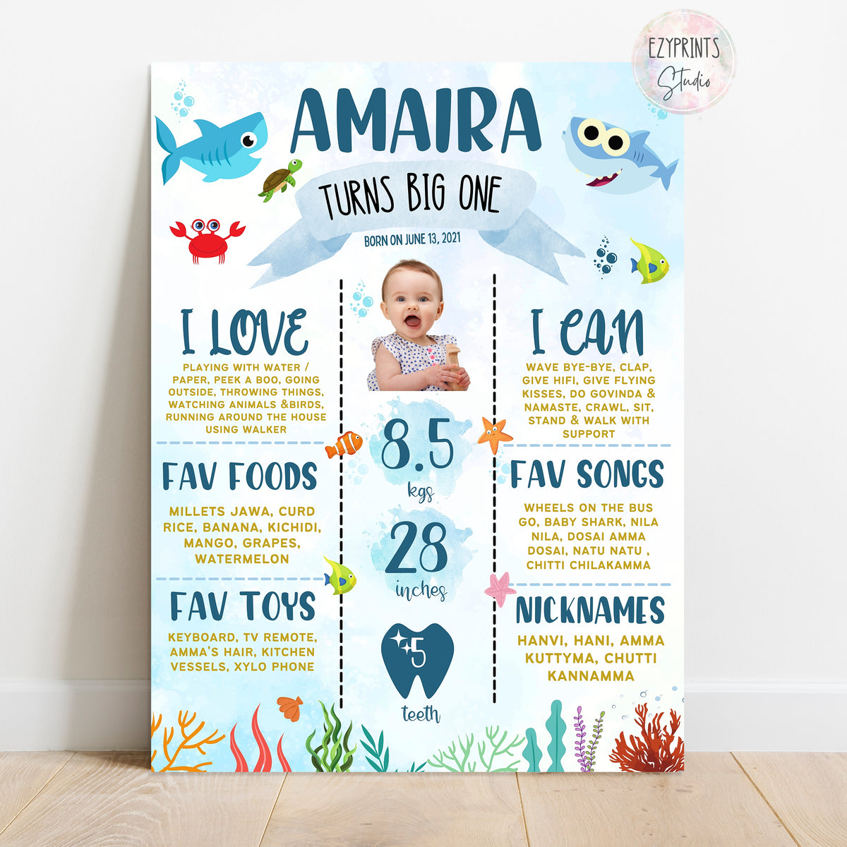 Birthday Chalkboard Poster | Baby Shark – Ezyprints Studio