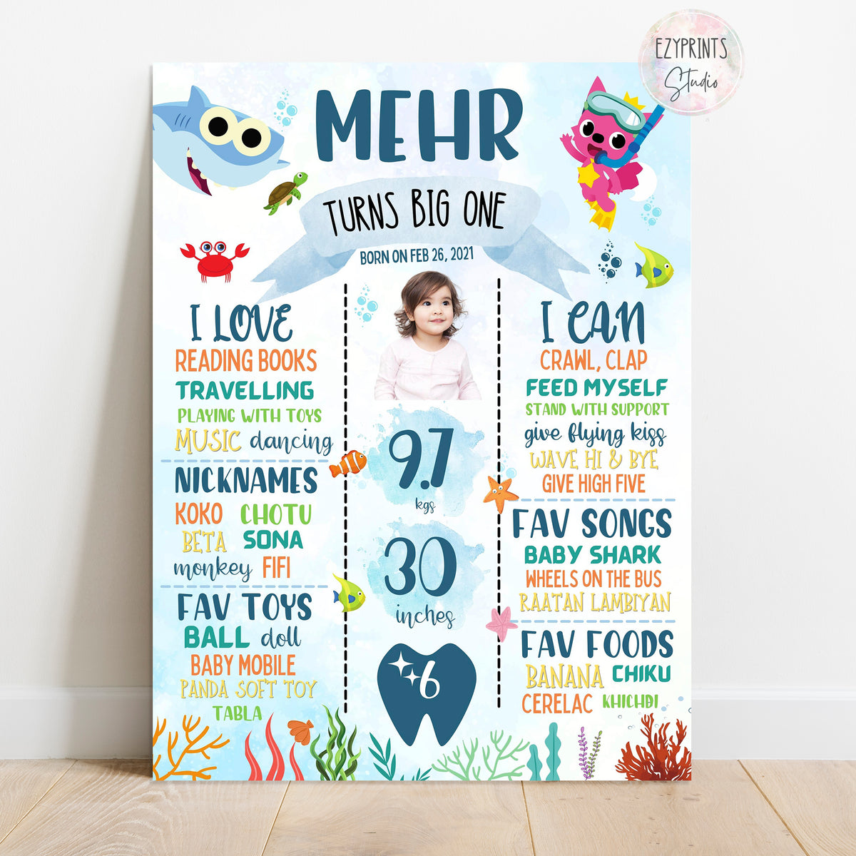 Birthday Chalkboard Poster | Baby Shark – Ezyprints Studio