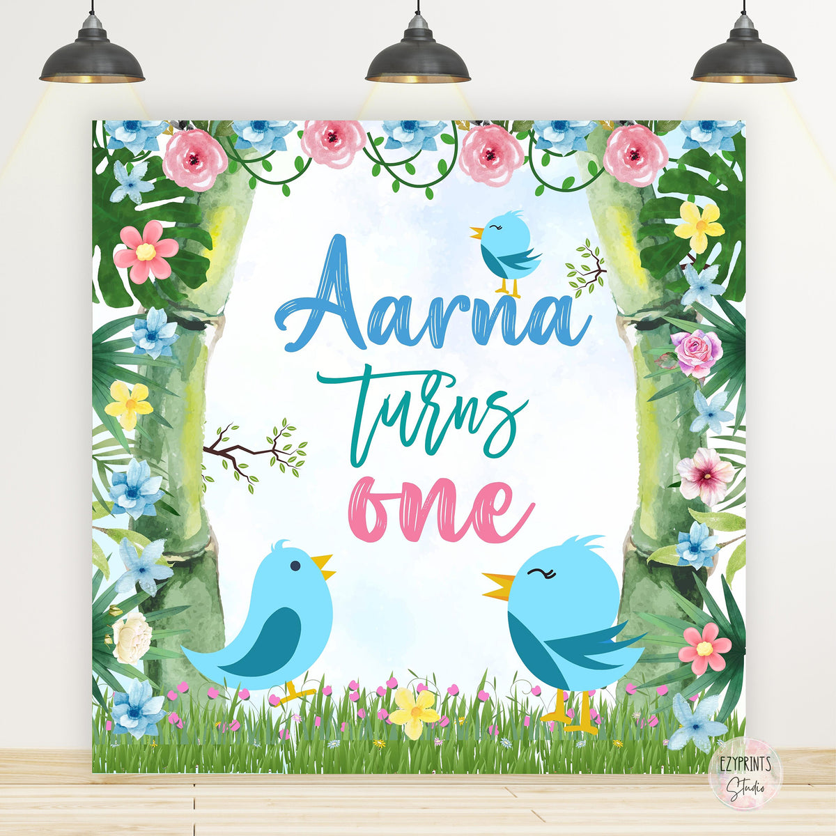 Birds Theme Birthday Backdrop – Ezyprints Studio
