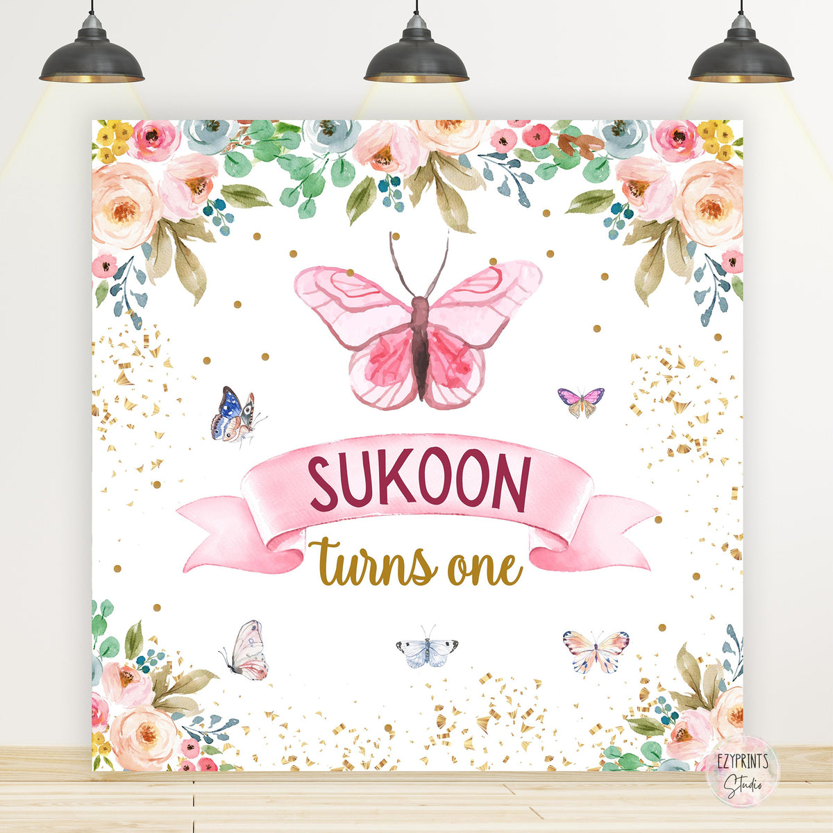 Butterfly Flowers Theme Birthday Backdrop – Ezyprints Studio