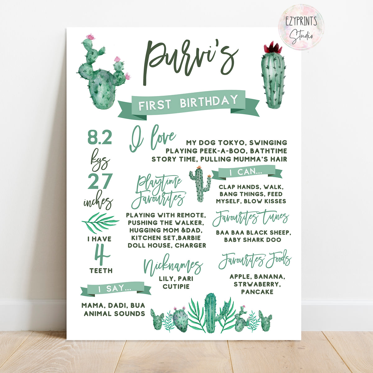 Birthday Chalkboard Poster | Cactus theme – Ezyprints Studio