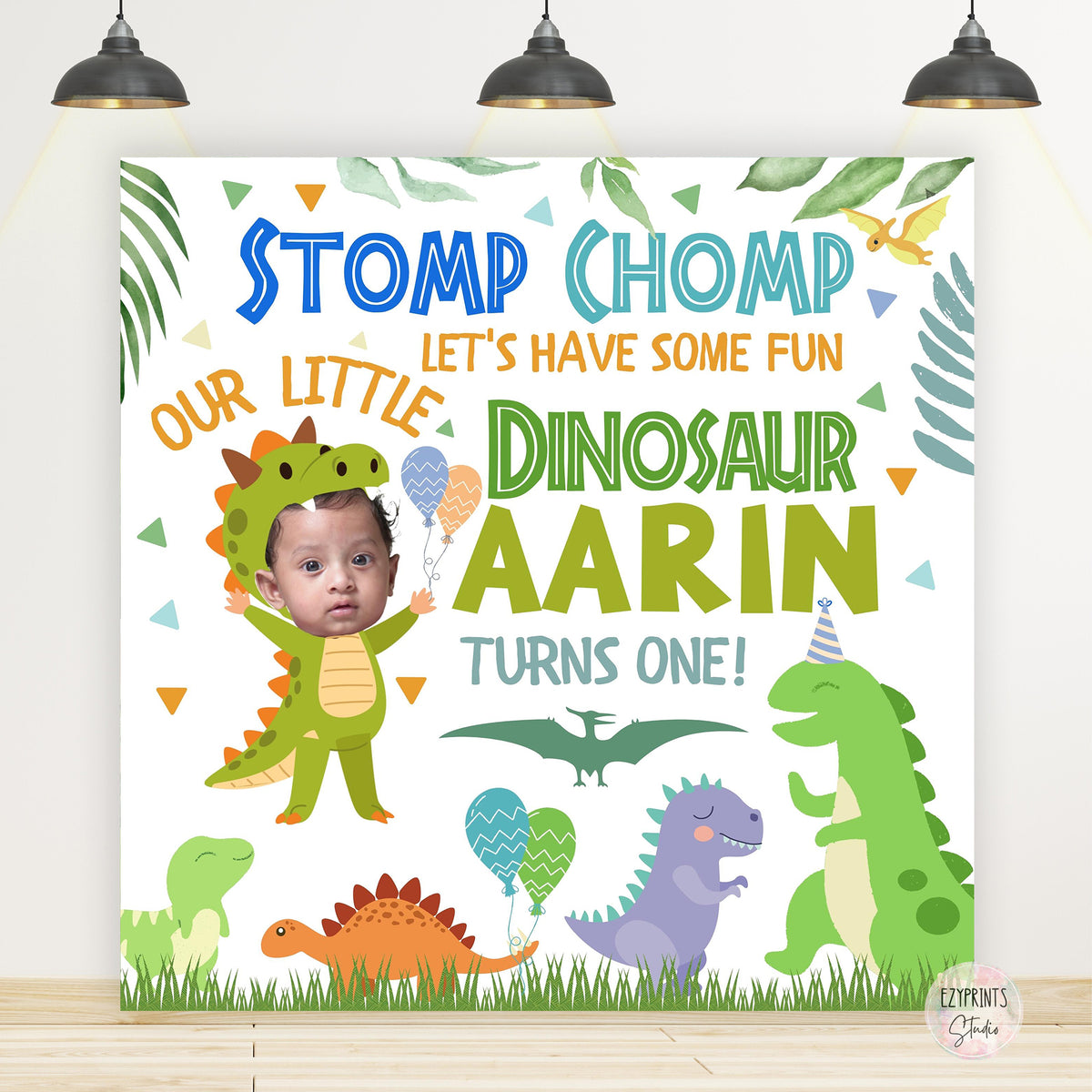 Dinosaur Theme Birthday Backdrop | Personalised – Ezyprints Studio