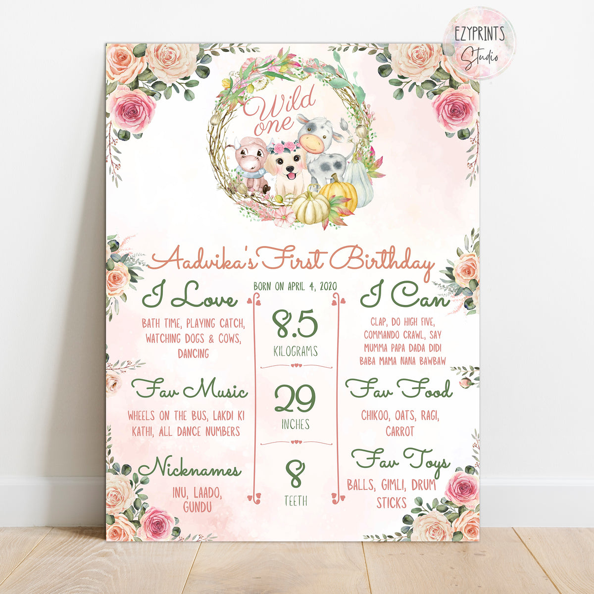 Farm Animals theme Birthday Chalkboard Poster – Ezyprints Studio