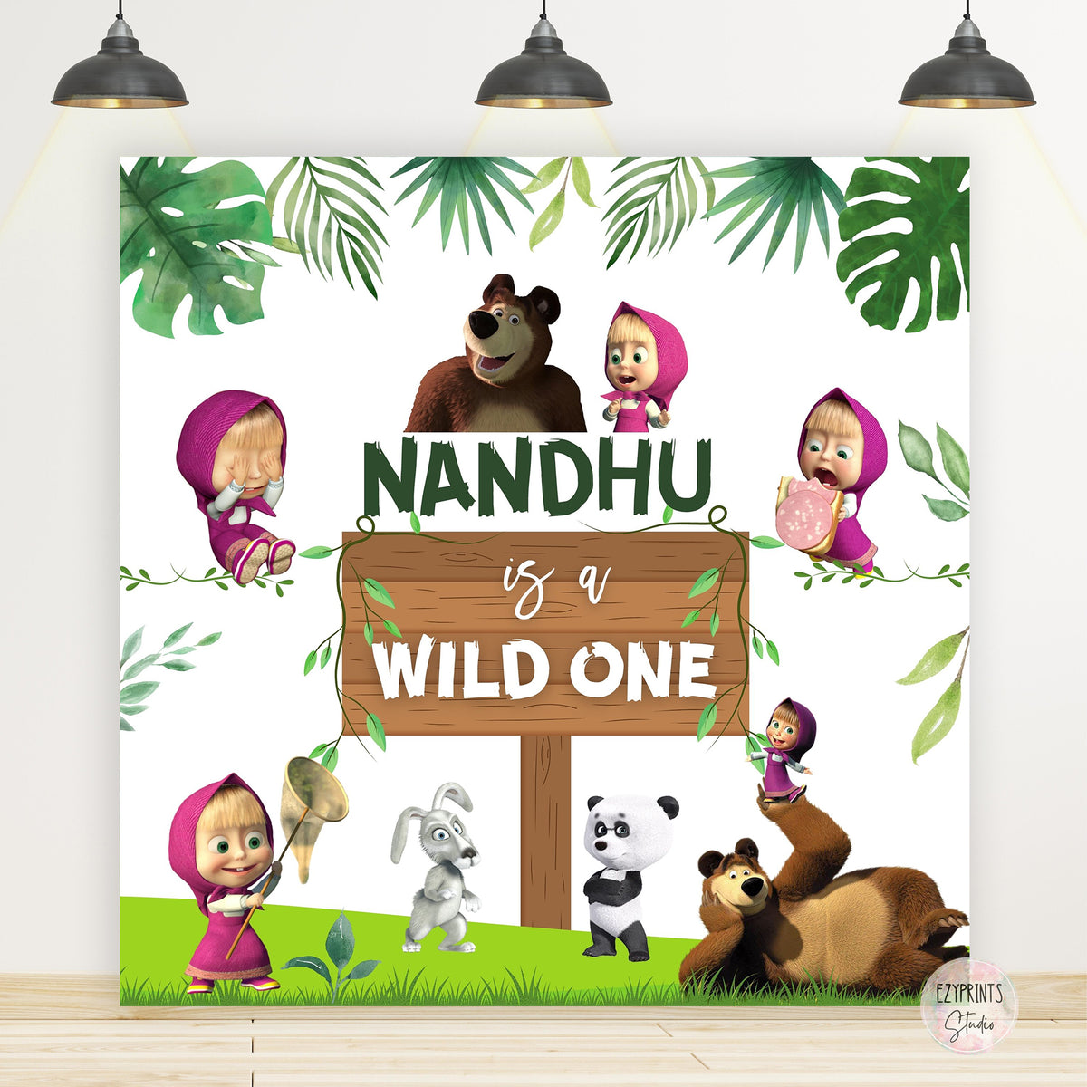 Masha & the Bear Theme Birthday Backdrop – Ezyprints Studio