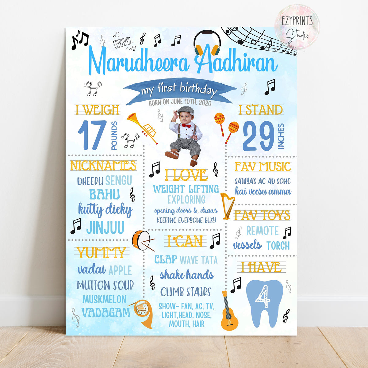Musical theme Birthday Chalkboard Poster – Ezyprints Studio