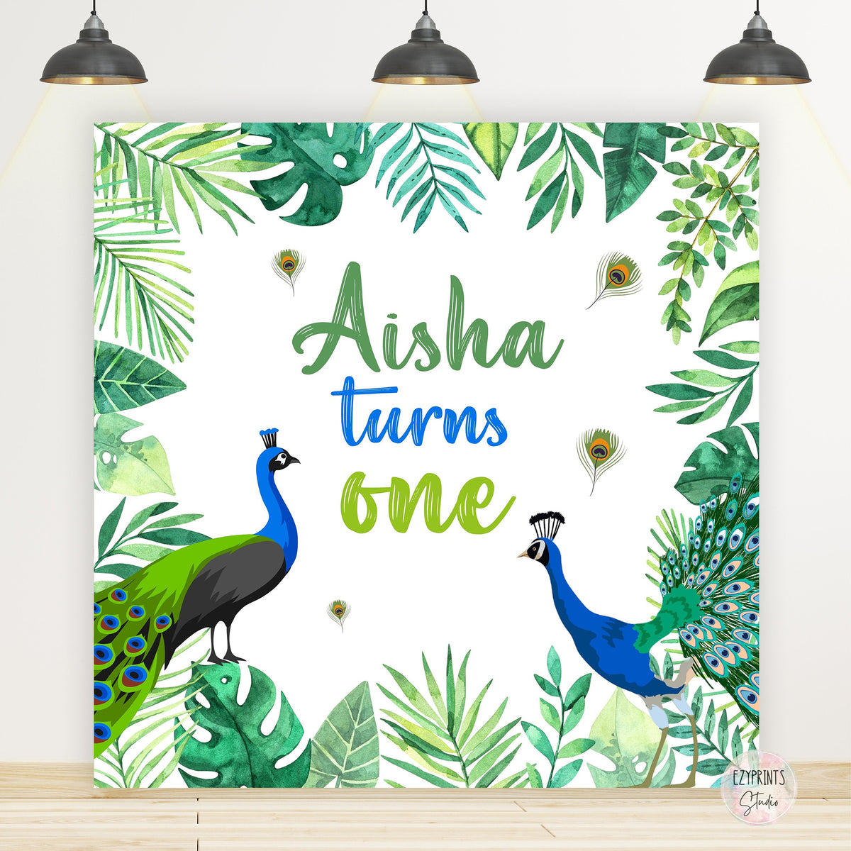 Peacock Theme Birthday Backdrop – Ezyprints Studio