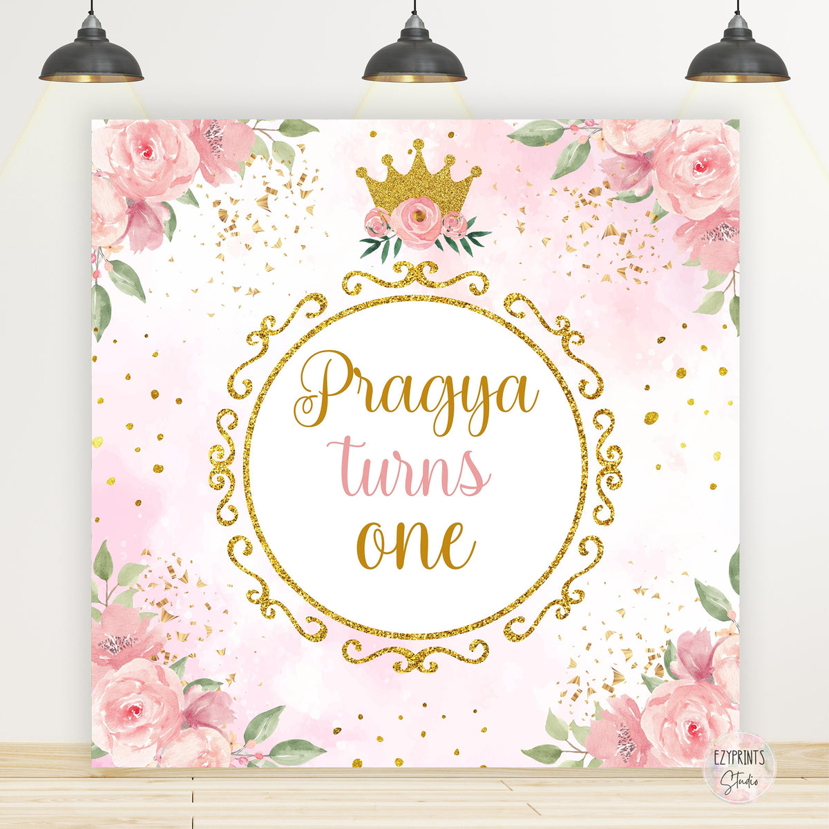 Princess Gold Crown Girls Birthday Backdrop – Ezyprints Studio