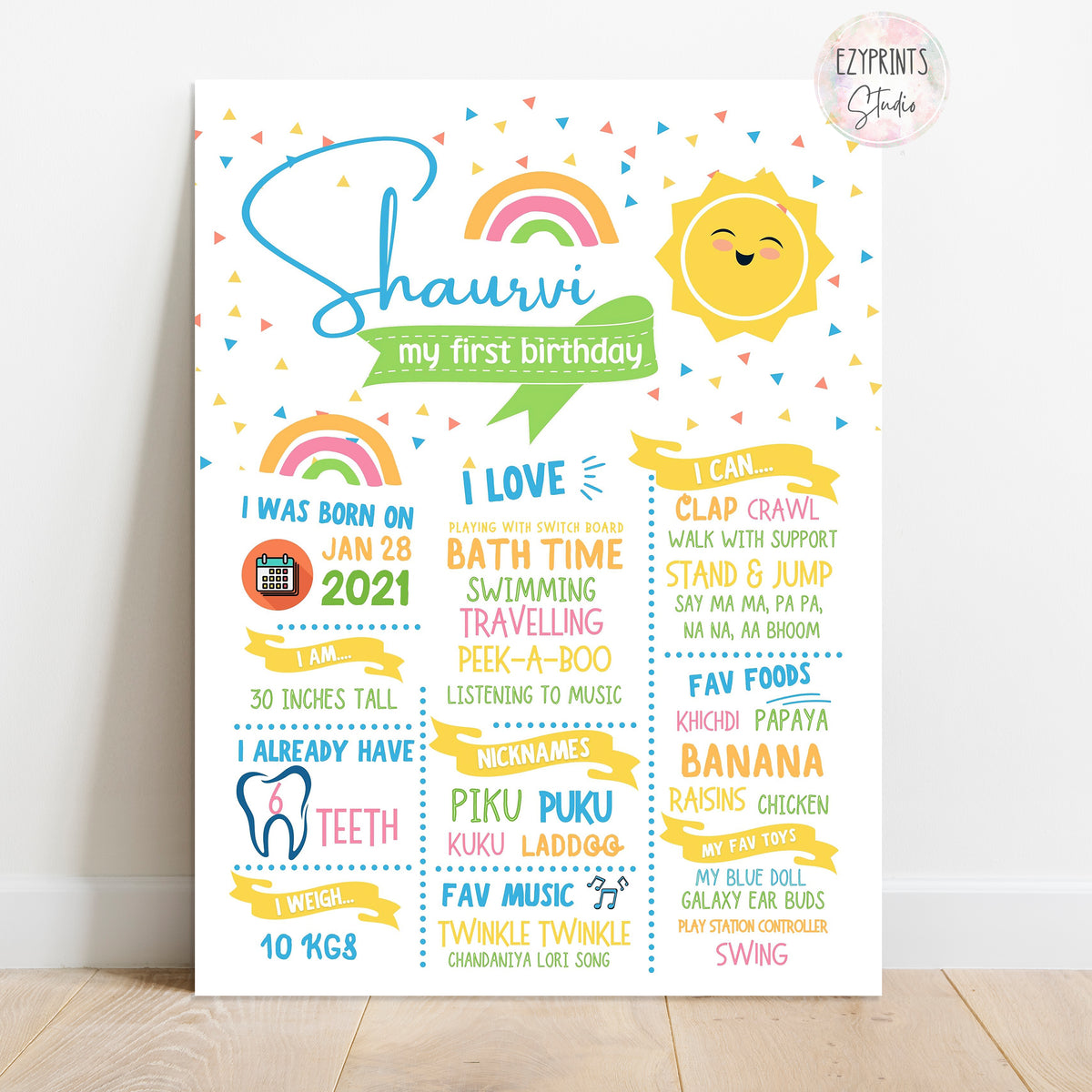Sunshine Rainbow Milestone Chalkboard Poster – Ezyprints Studio