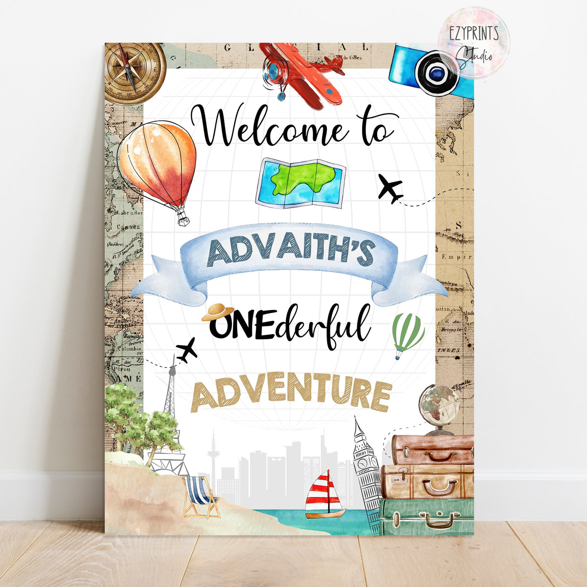 Travel Theme Birthday Party Welcome Board – Ezyprints Studio