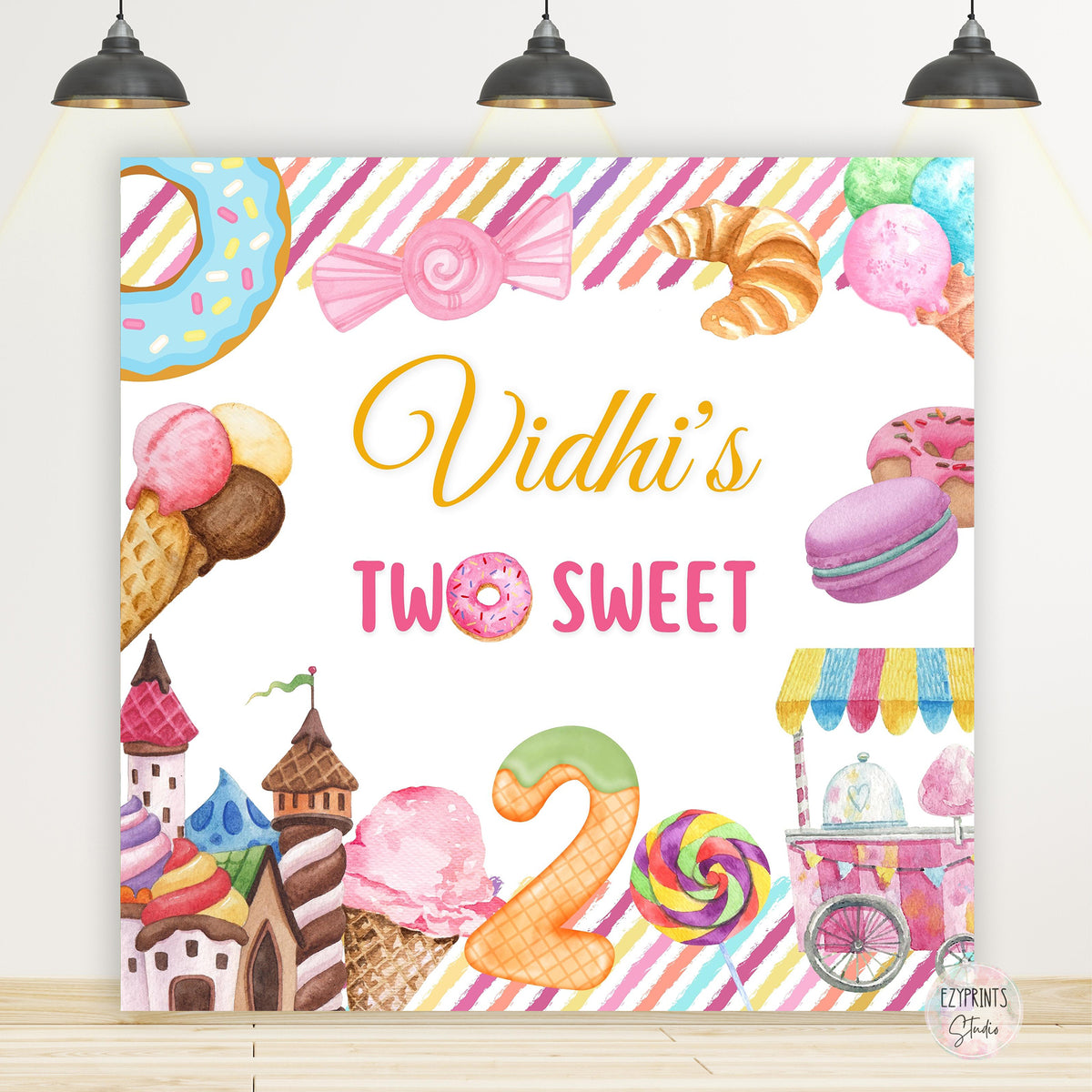 Two Sweet Candy land Birthday Backdrop – Ezyprints Studio