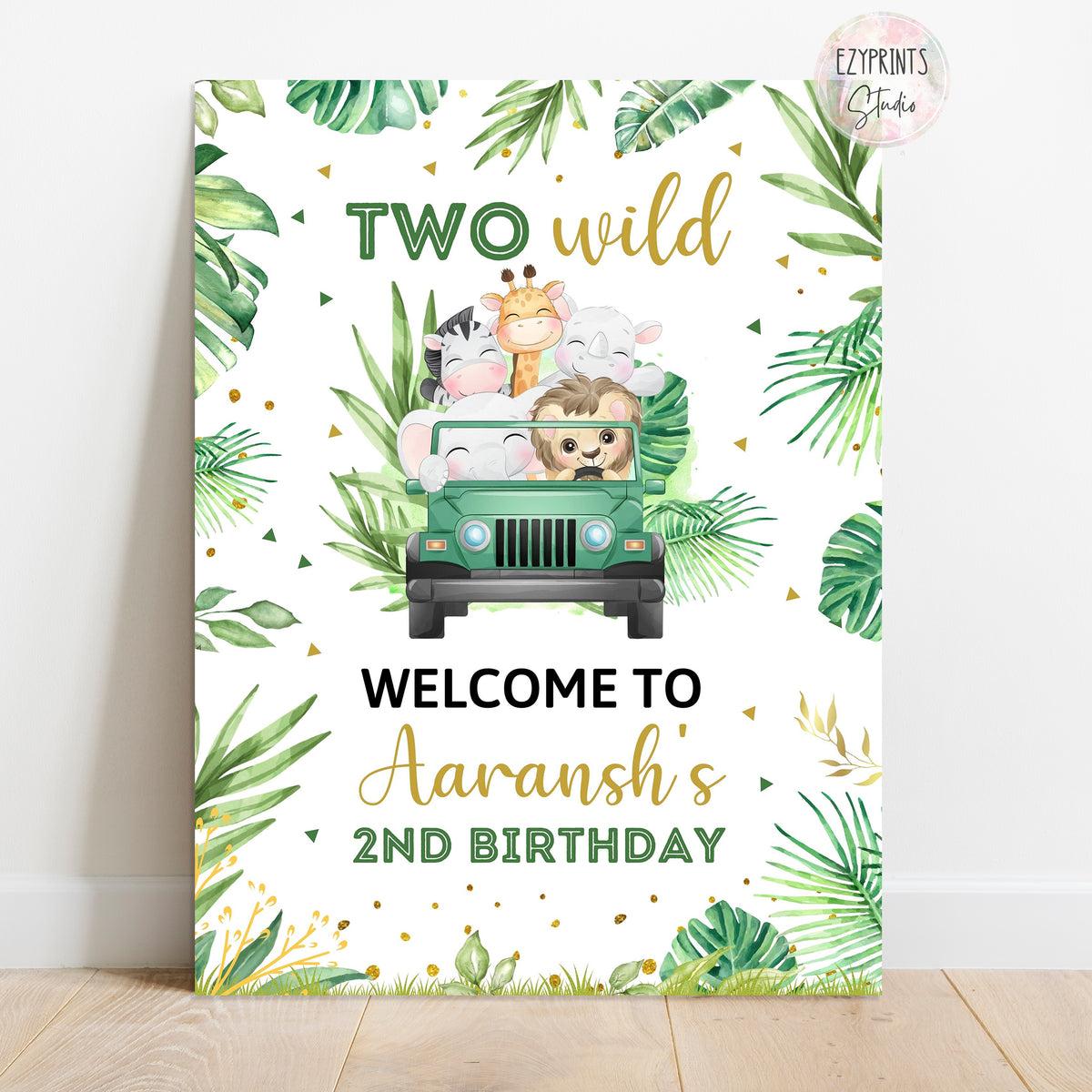 Two Wild Animals Safari Birthday Party Welcome Board – Ezyprints Studio