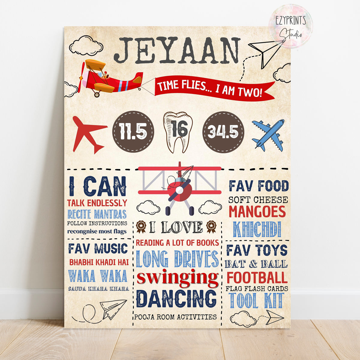Aeroplane travel theme Birthday Chalkboard Poster – Ezyprints Studio