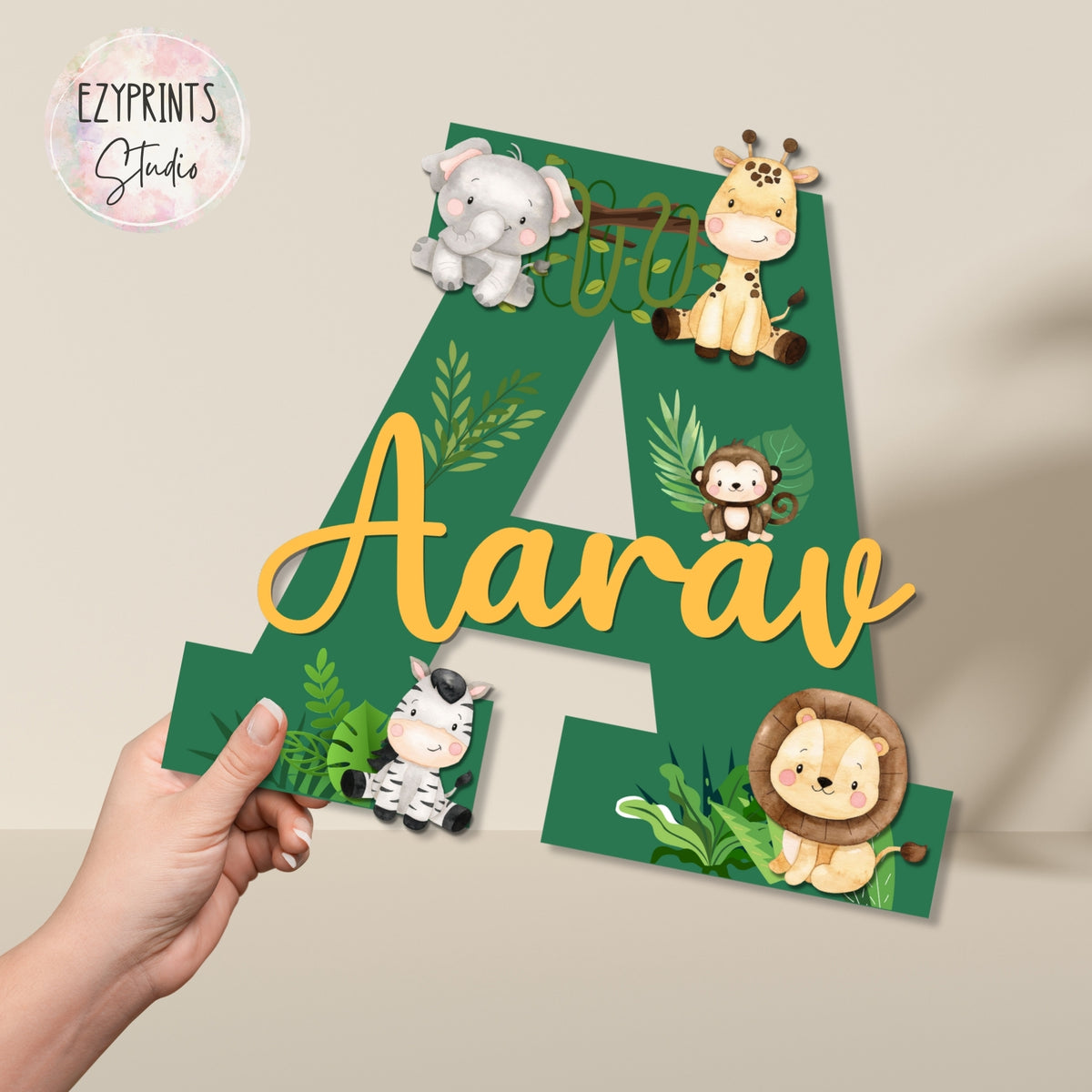 Personalised Kids Nameplate | Animal Theme – Ezyprints Studio