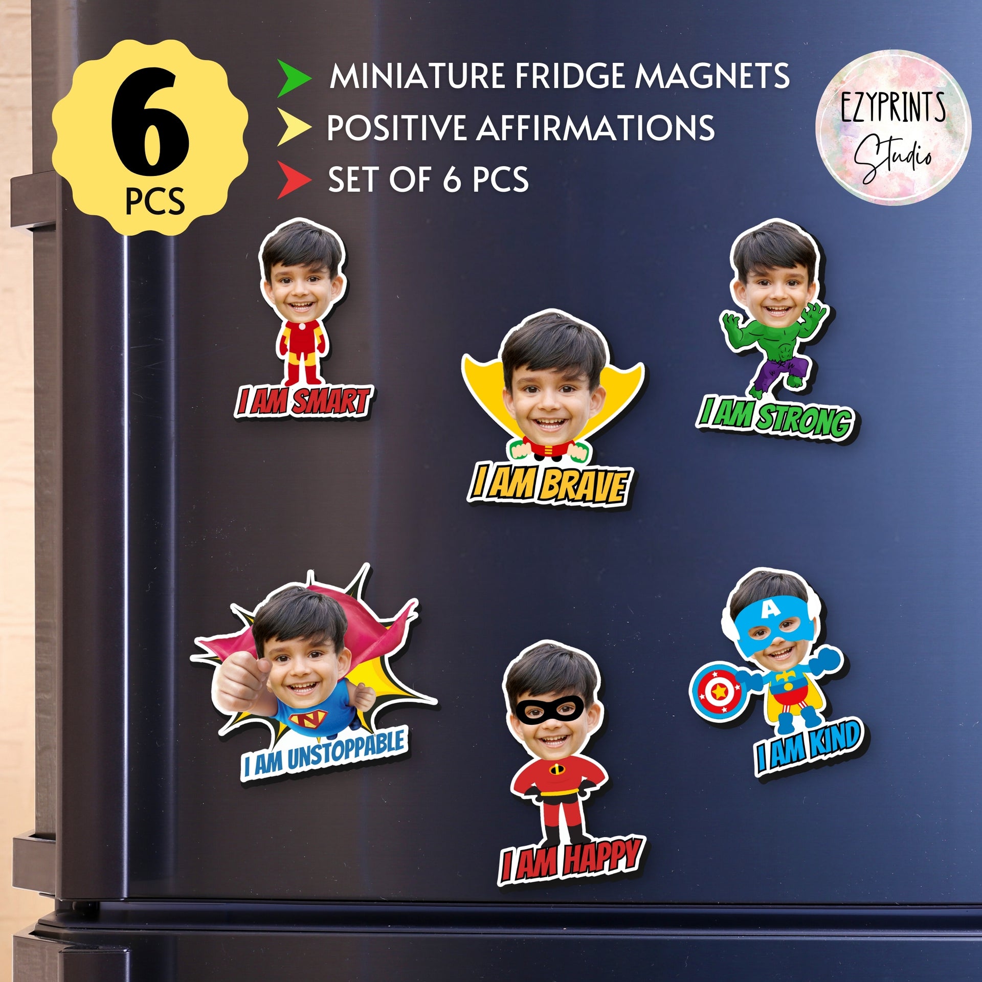 Superhero Miniatures Fridge Magnets | Set of 6 pcs – Ezyprints Studio