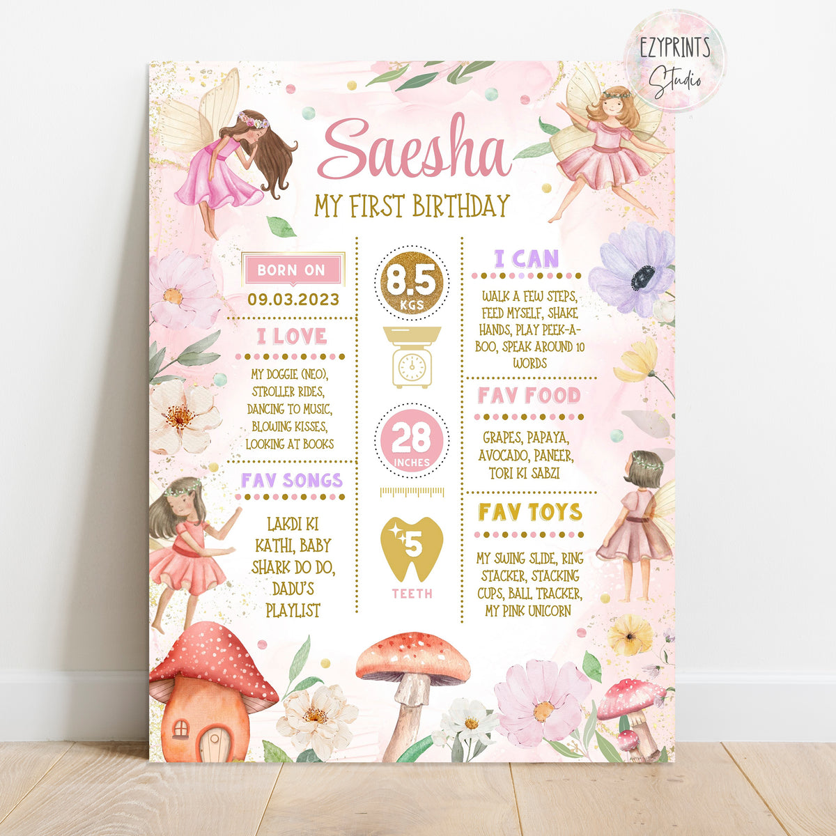 Fairy Enchanted Garden Theme Milestone Chalkboard – Ezyprints Studio