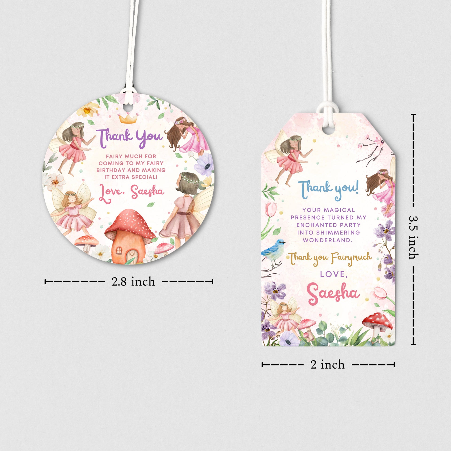 Thank you tags / Labels | Fairy Enchanted Garden Theme – Ezyprints Studio