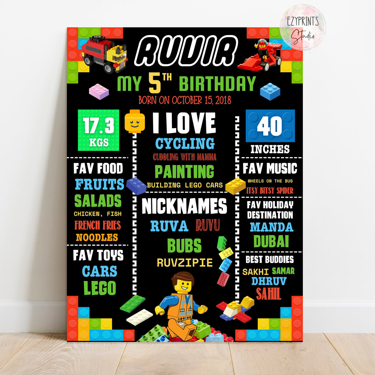 Lego Blocks Theme Birthday Milestone Chalkboard – Ezyprints Studio