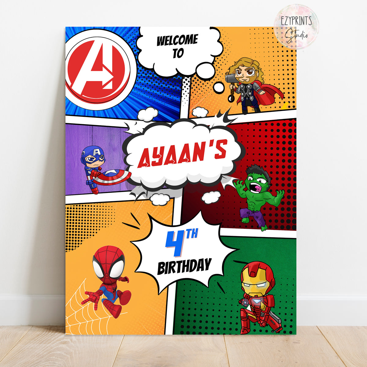 Marvel Avengers Birthday Chalkboard Poster – Ezyprints Studio