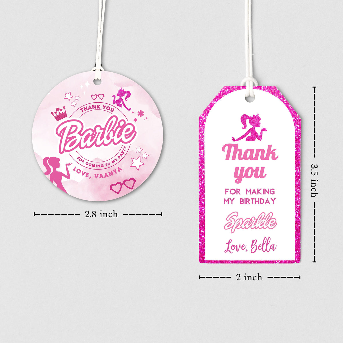 Thank you tags / Labels | Barbie theme – Ezyprints Studio