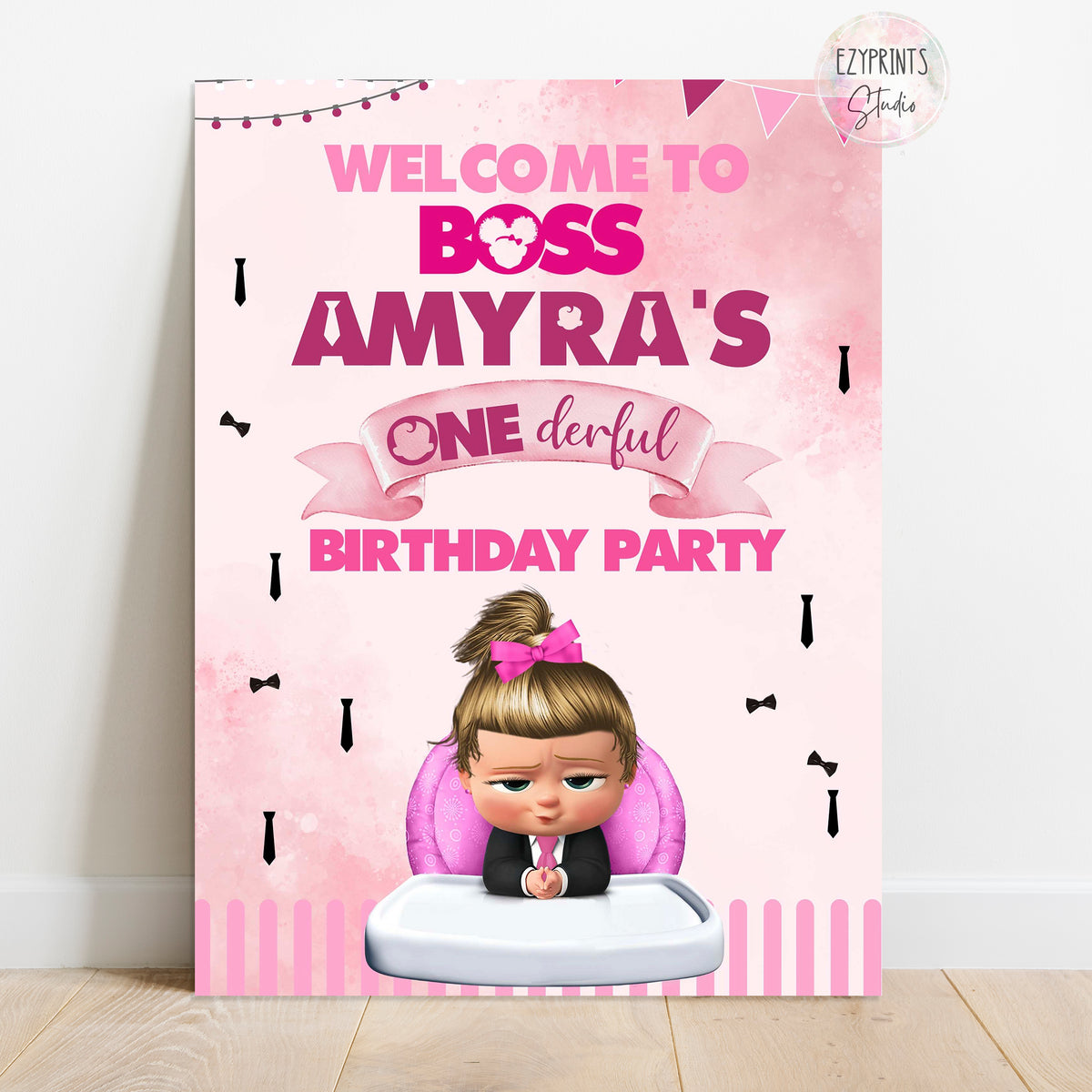 Boss Baby Girls Birthday Party Welcome Board – Ezyprints Studio