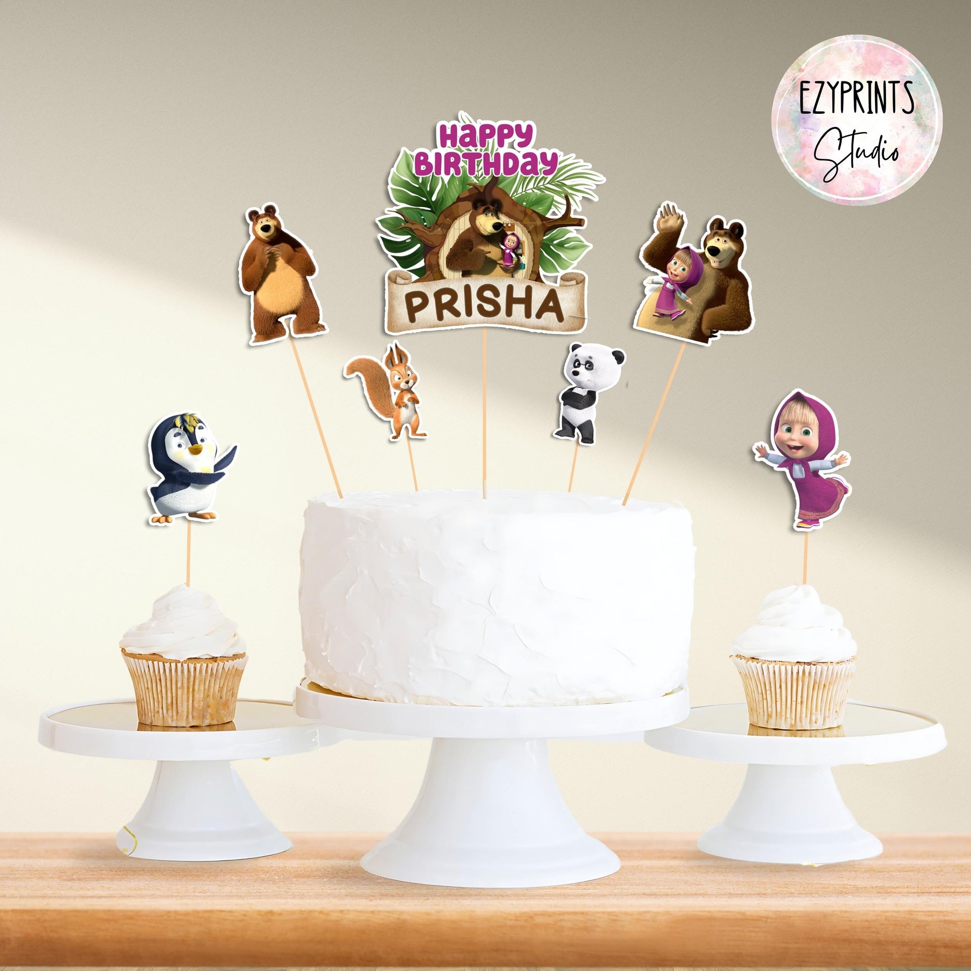 Masha and the Bear Theme Birthday Backdrop – Ezyprints Studio