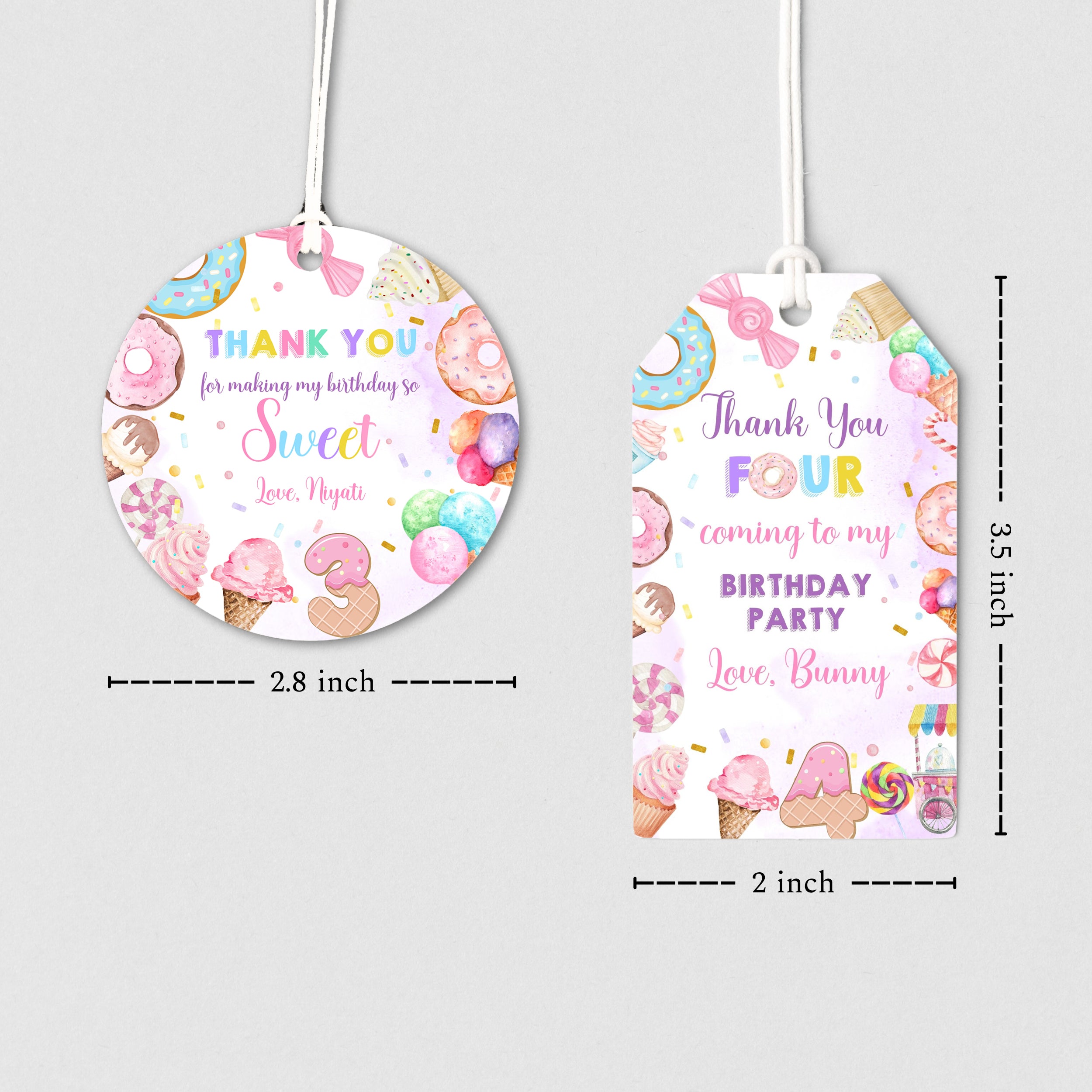 Thank you tags / Labels | Candyland theme – Ezyprints Studio