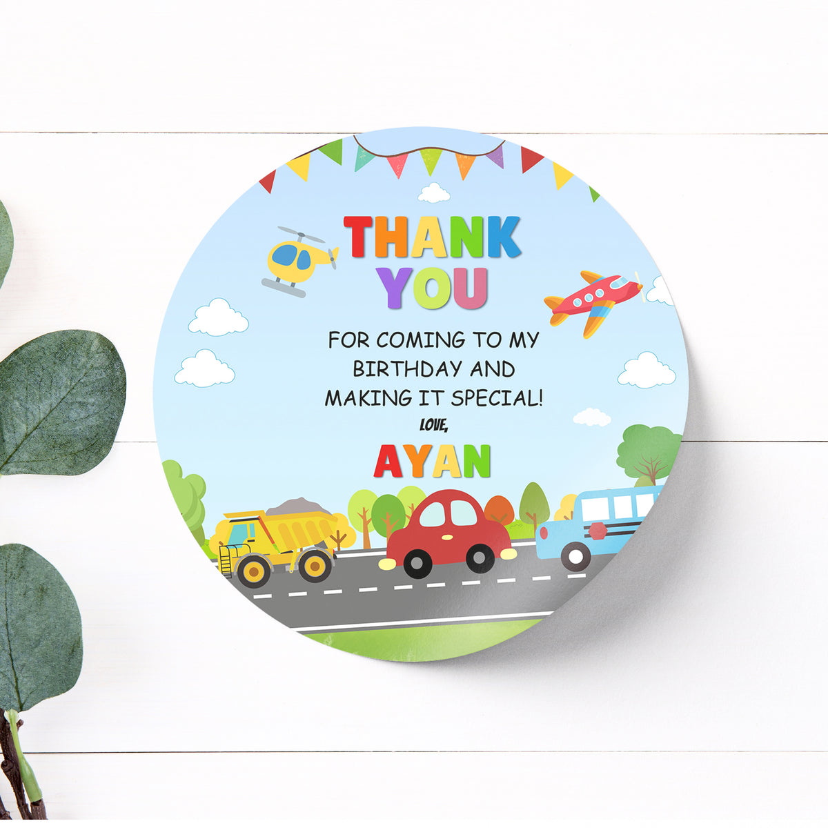 Thank you Stickers | Cars Transport Theme – Ezyprints Studio