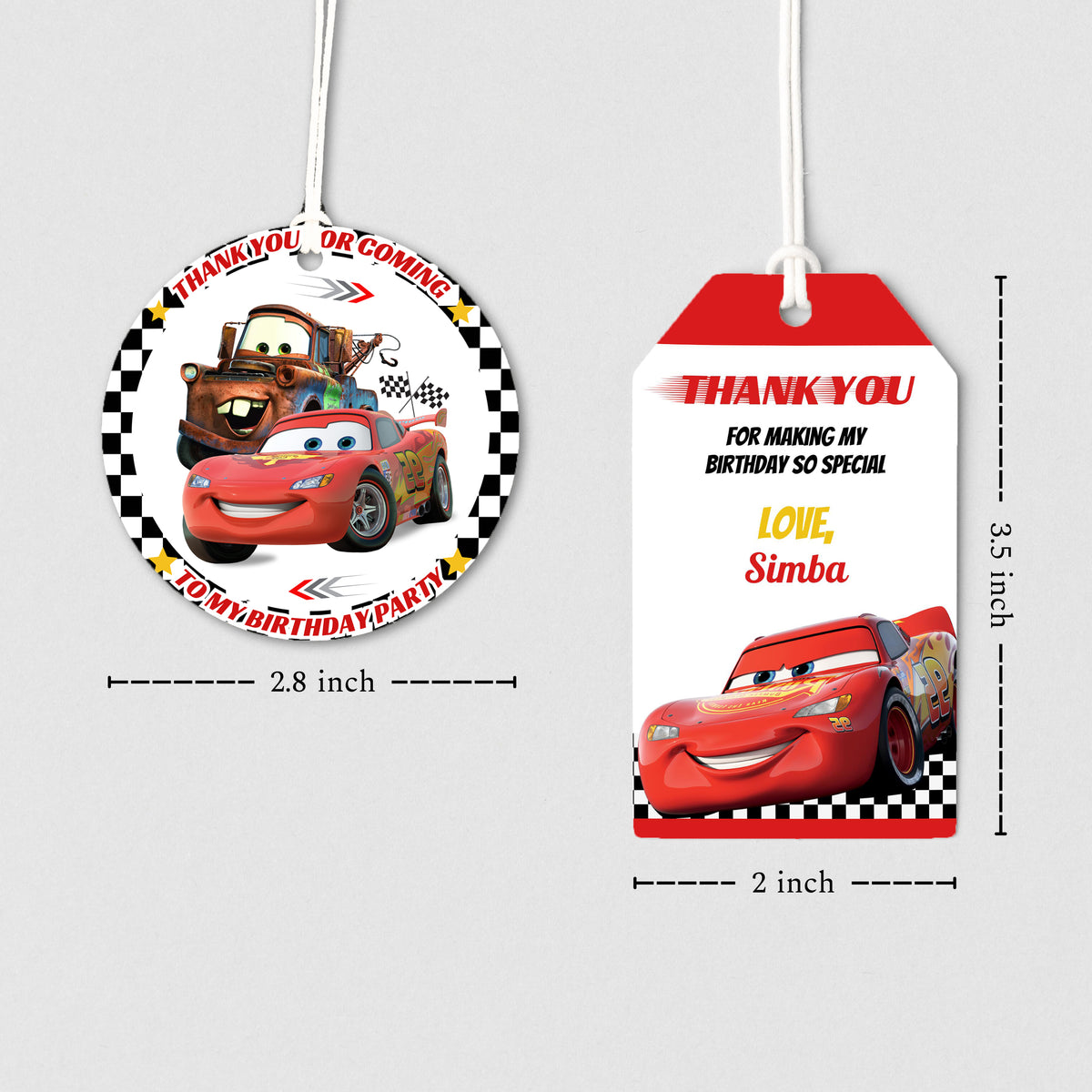 Thank you tags / Labels | Cars McQueen Theme – Ezyprints Studio