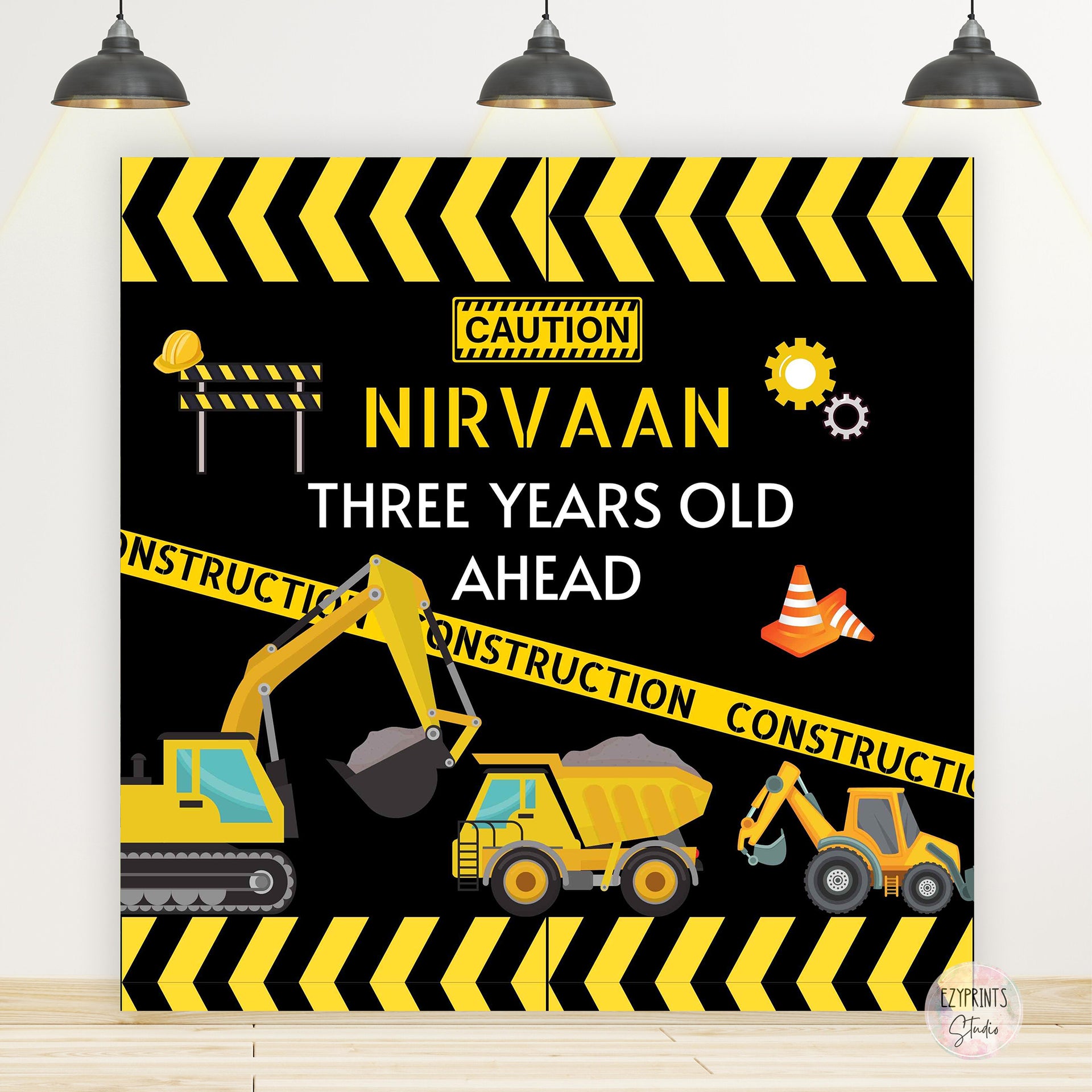 JCB Construction Theme Birthday Backdrop – Ezyprints Studio