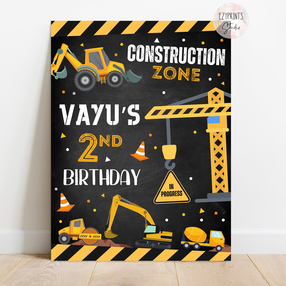JCB Construction Theme Welcome Board – Ezyprints Studio