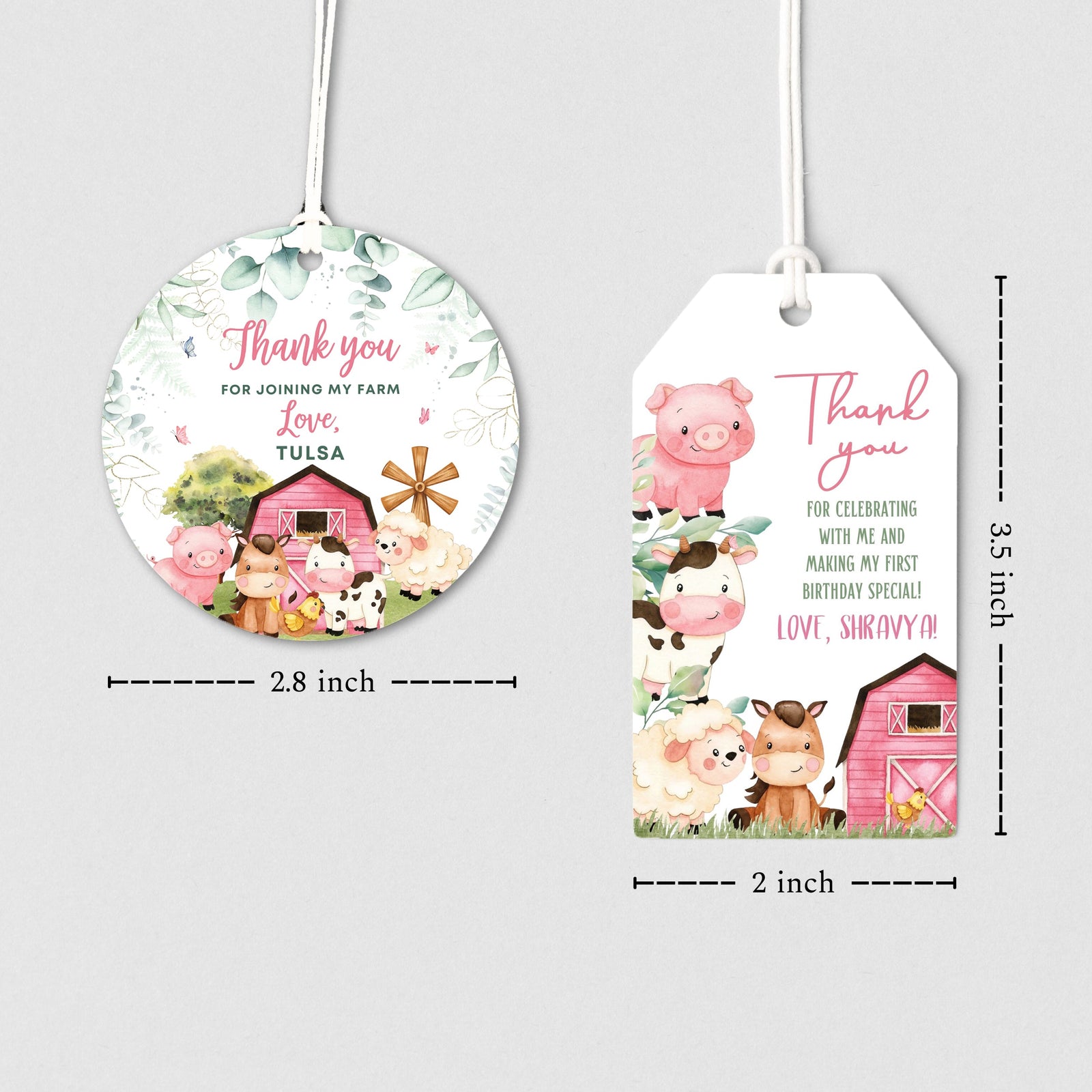 Thank you tags / Labels |Farm Animals Theme – Ezyprints Studio