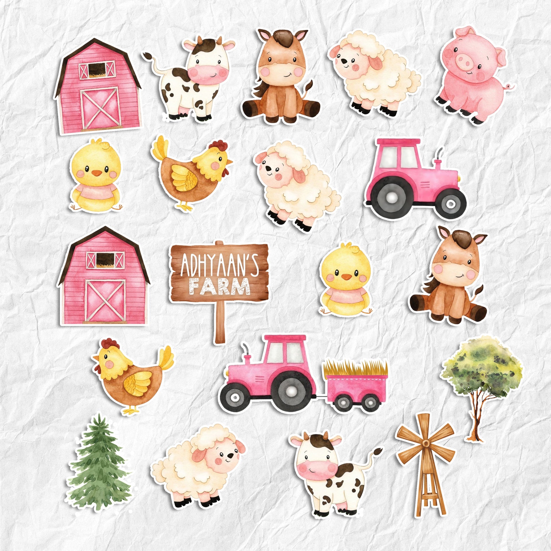 Farm Animal Cutouts | Pink Farm Theme Cutouts – Ezyprints Studio