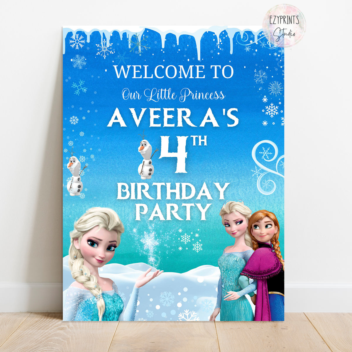 Frozen Elsa theme Welcome Board – Ezyprints Studio