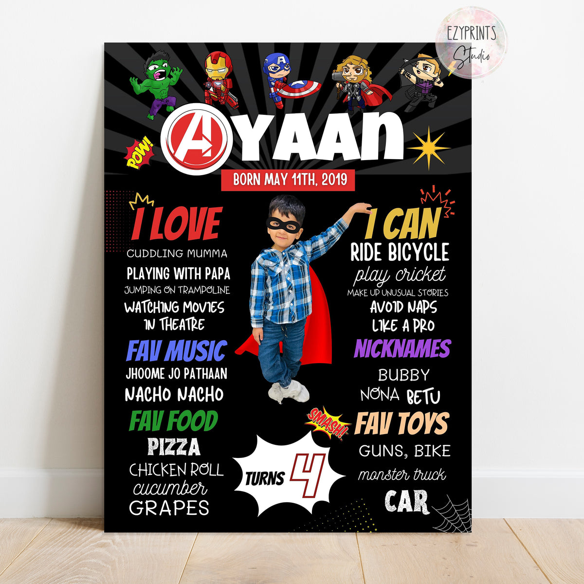 Marvel Avengers Birthday Chalkboard Poster – Ezyprints Studio