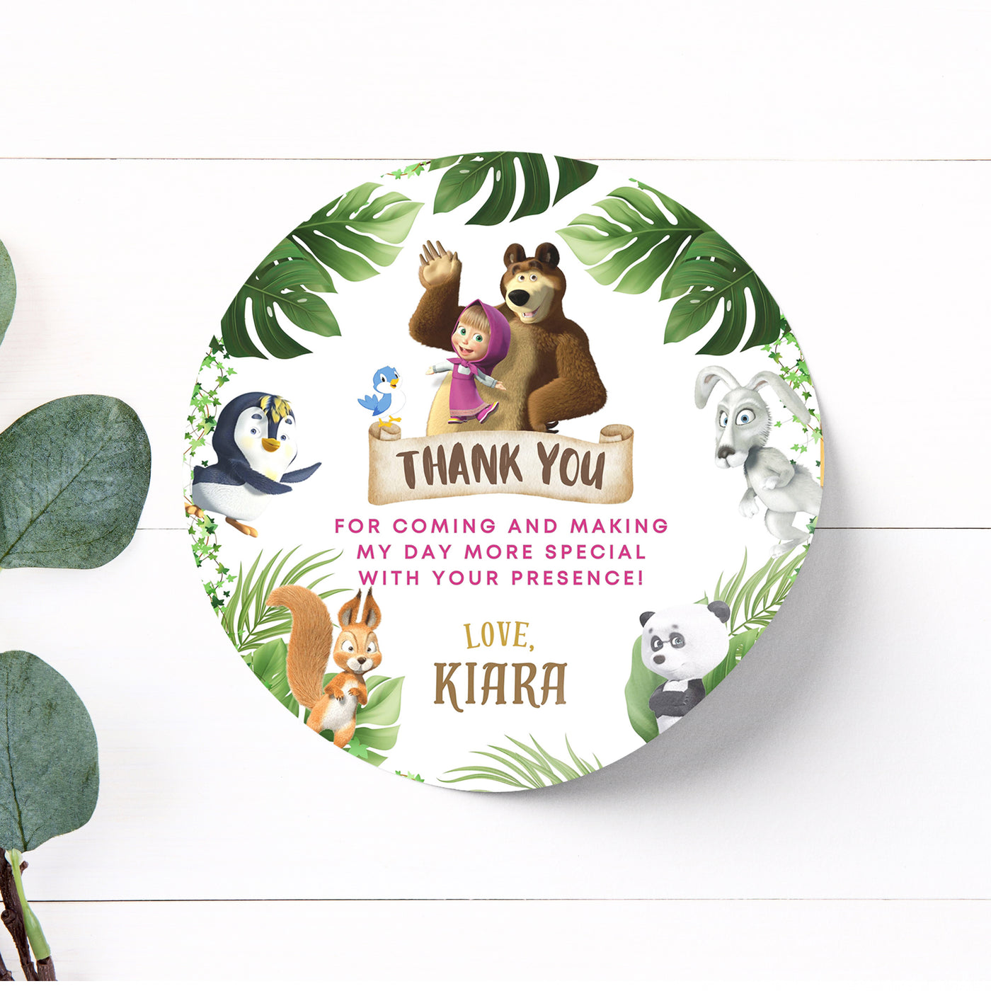 Thank you Stickers | Masha and the Bear theme – Ezyprints Studio