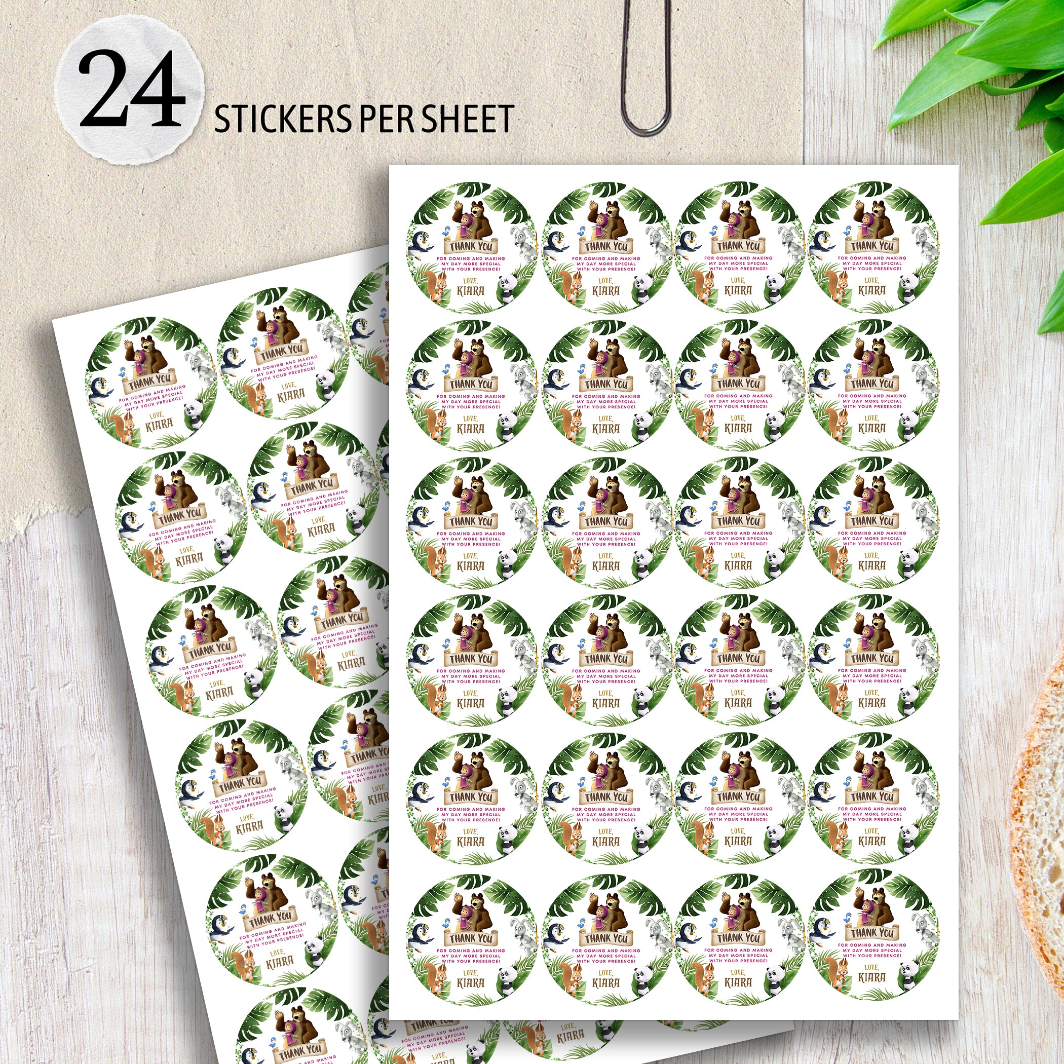 Thank you Stickers | Masha and the Bear theme – Ezyprints Studio