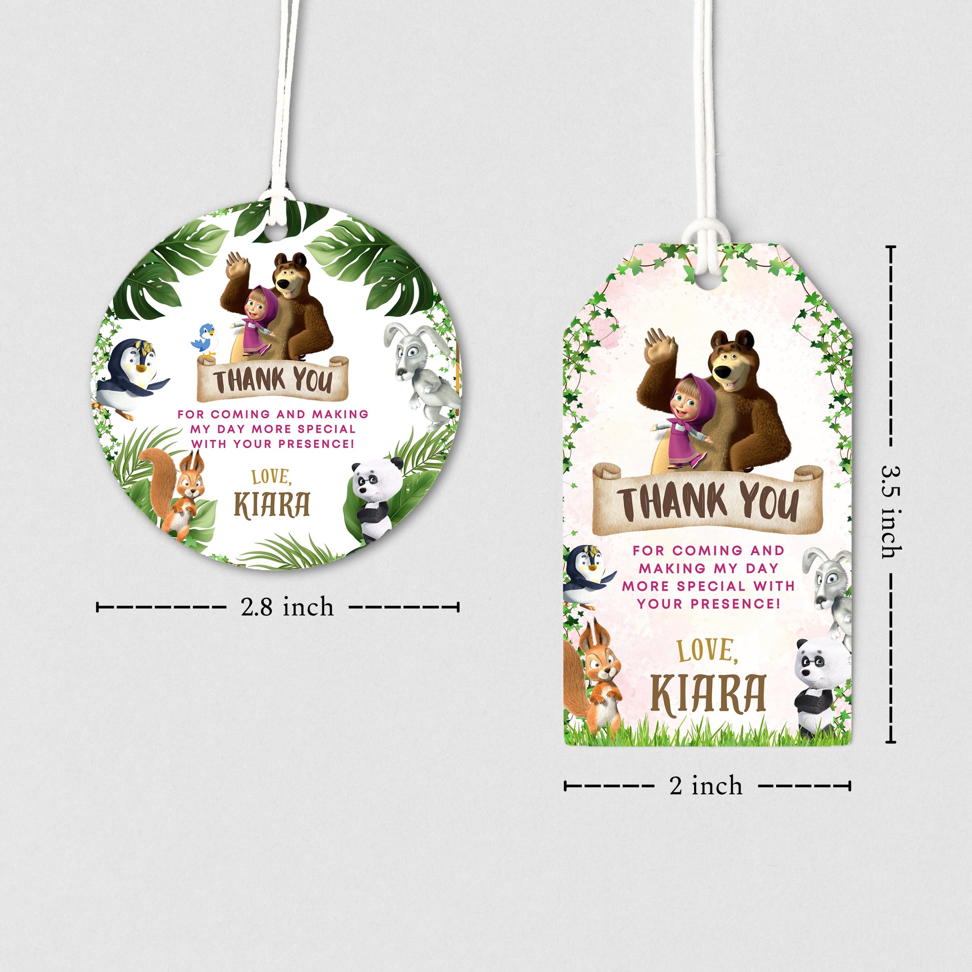 Thank you tags / Labels | Masha and the Bear Theme – Ezyprints Studio