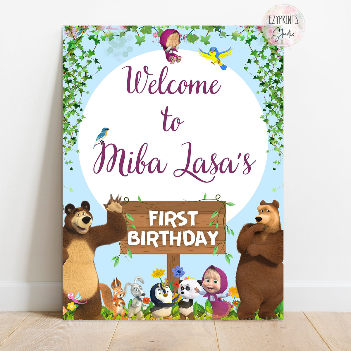 Masha and the Bear theme Welcome Board – Ezyprints Studio