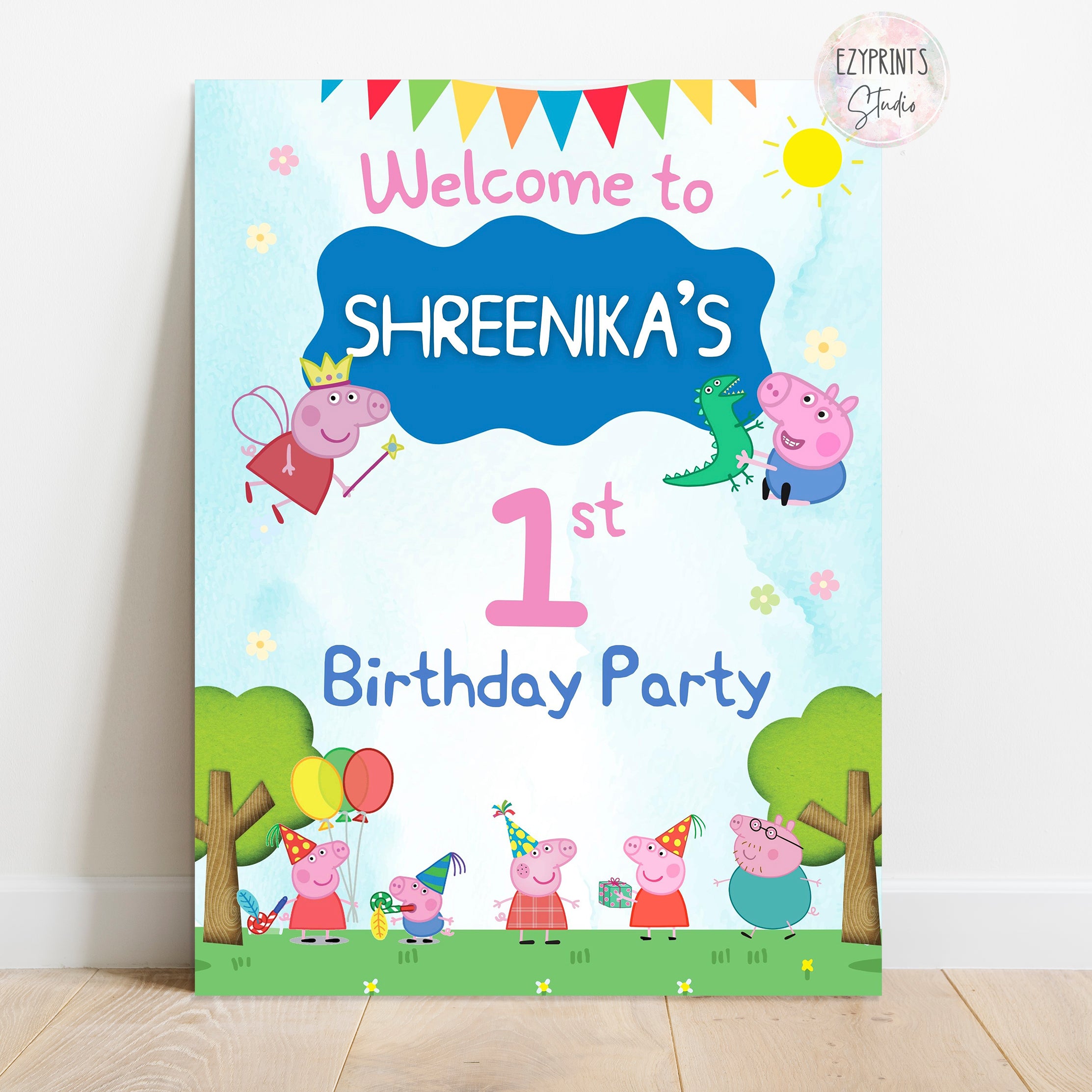 Peppa Pig Birthday Party Welcome Board – Ezyprints Studio