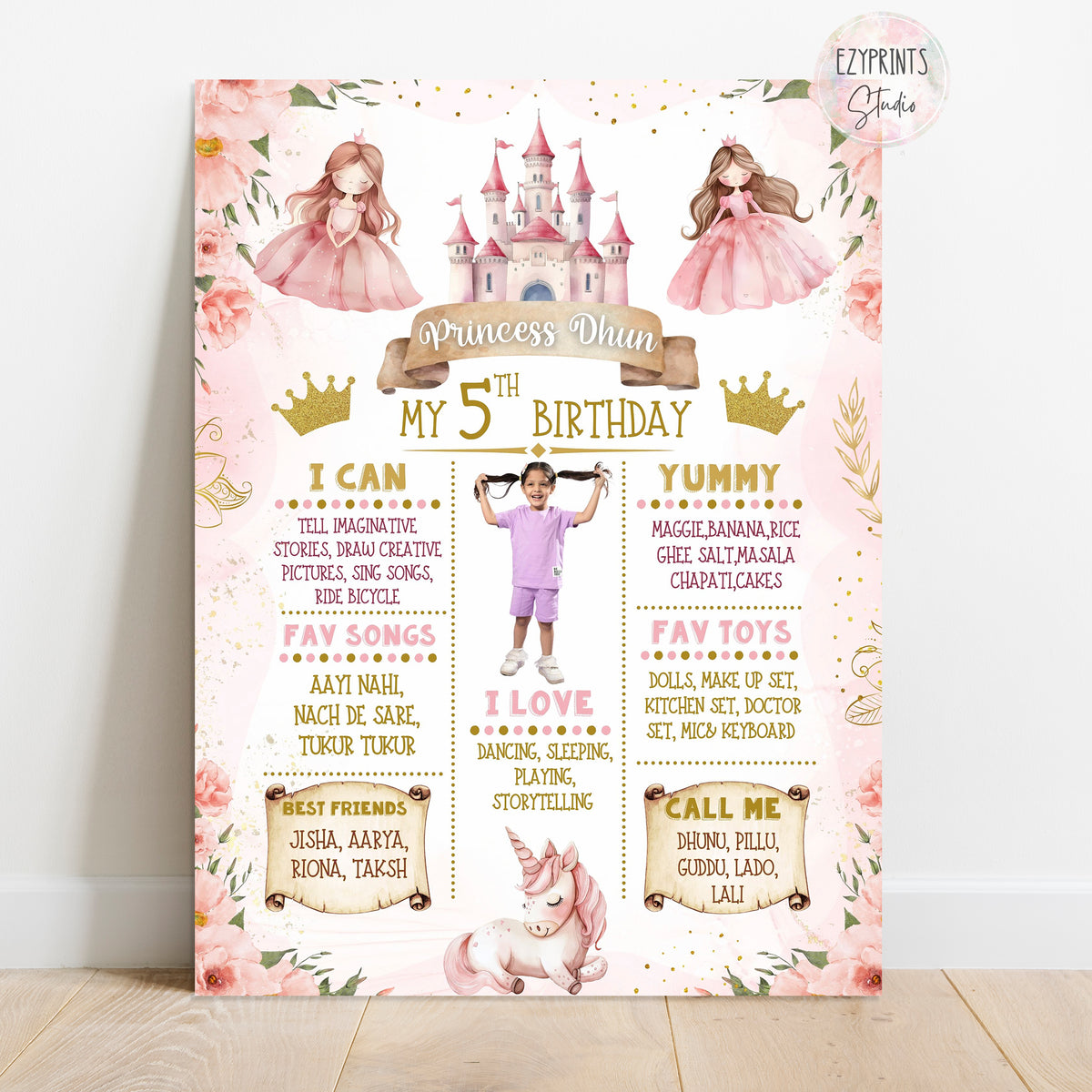 Princess Castle Theme Milestone Chalkboard – Ezyprints Studio